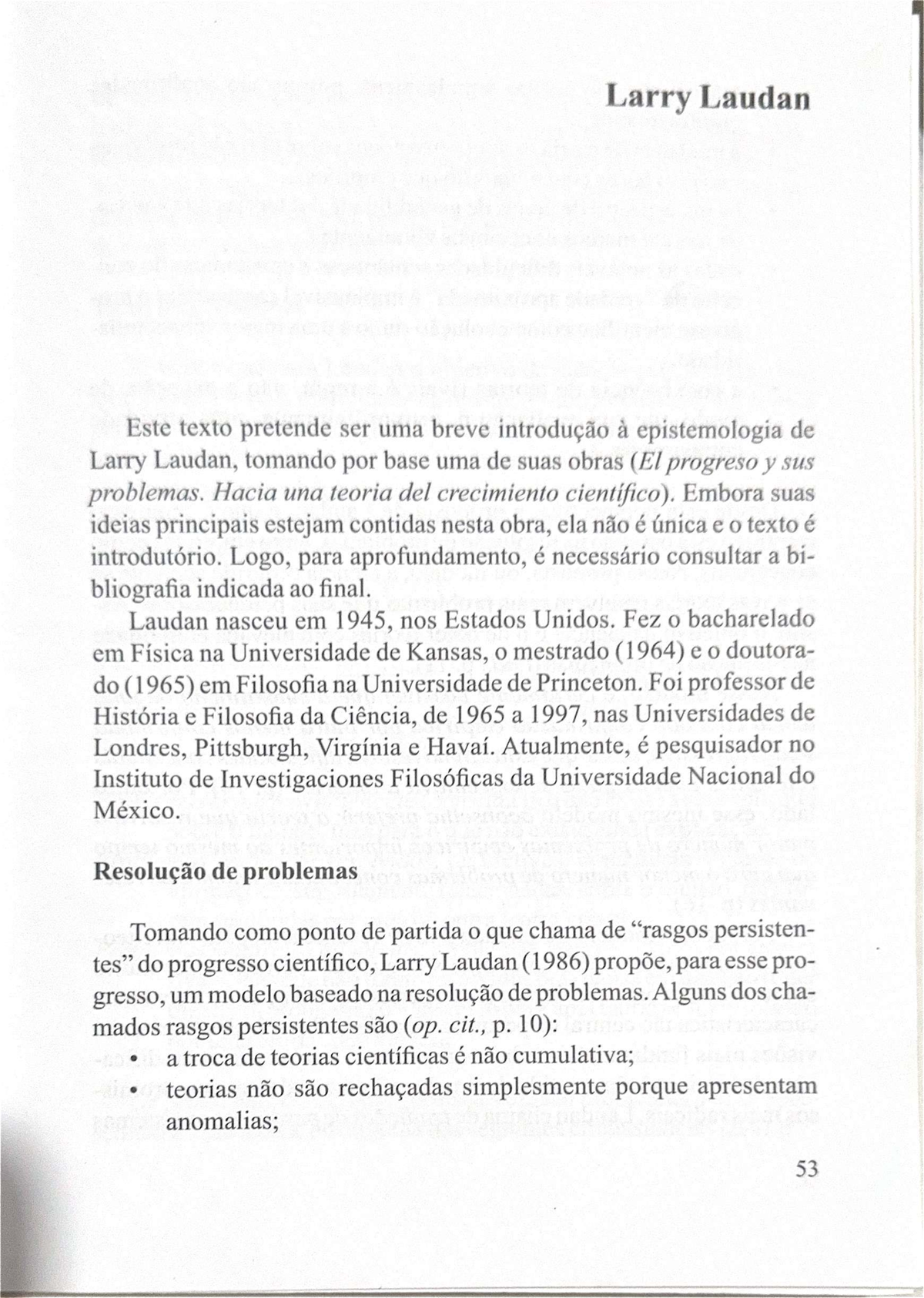 Introdução à Epistemologia de Larry Laudan: Resolução de Problemas ...