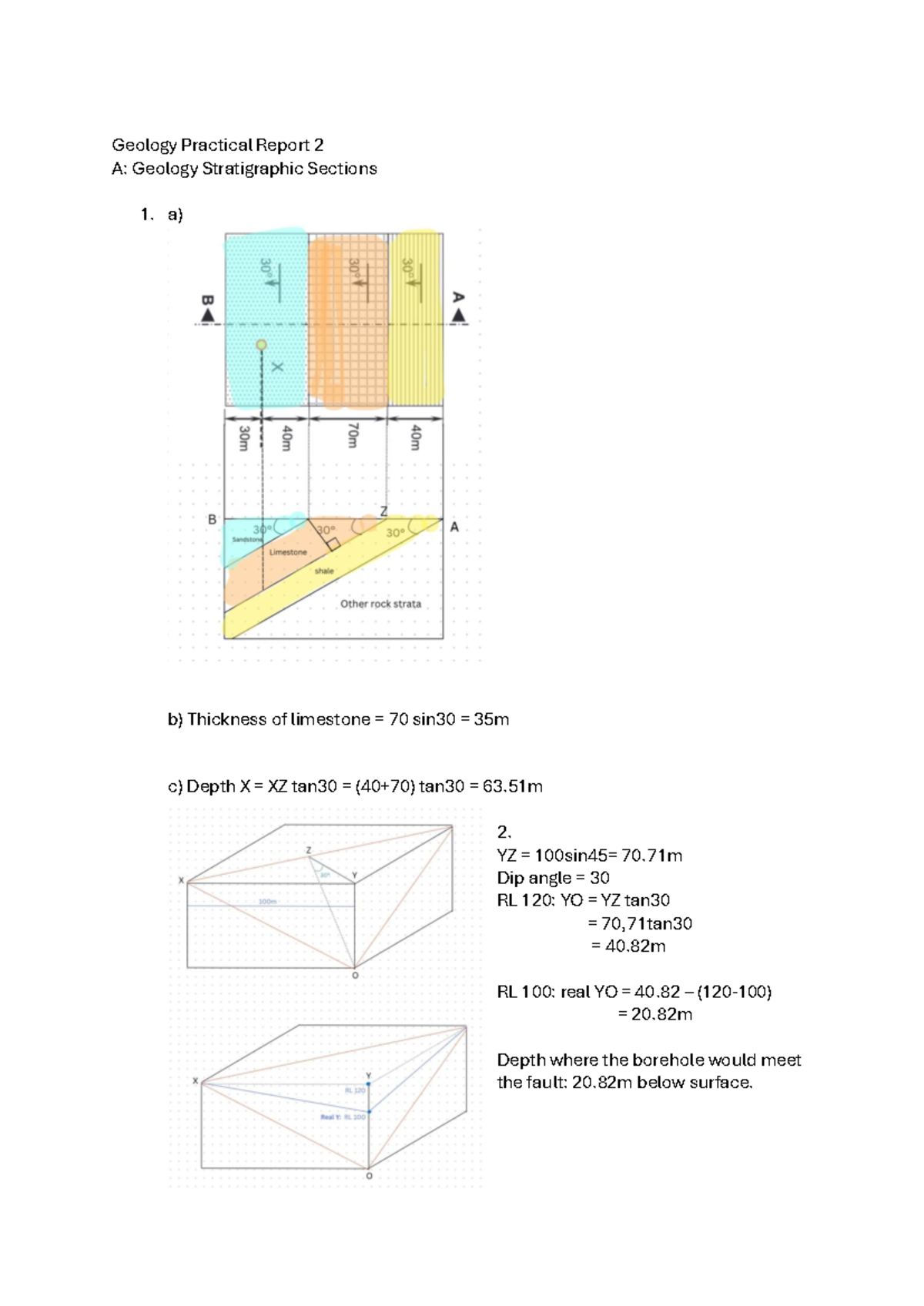 Geology Practical Report 2: Stratigraphic Analysis and Findings - Studocu
