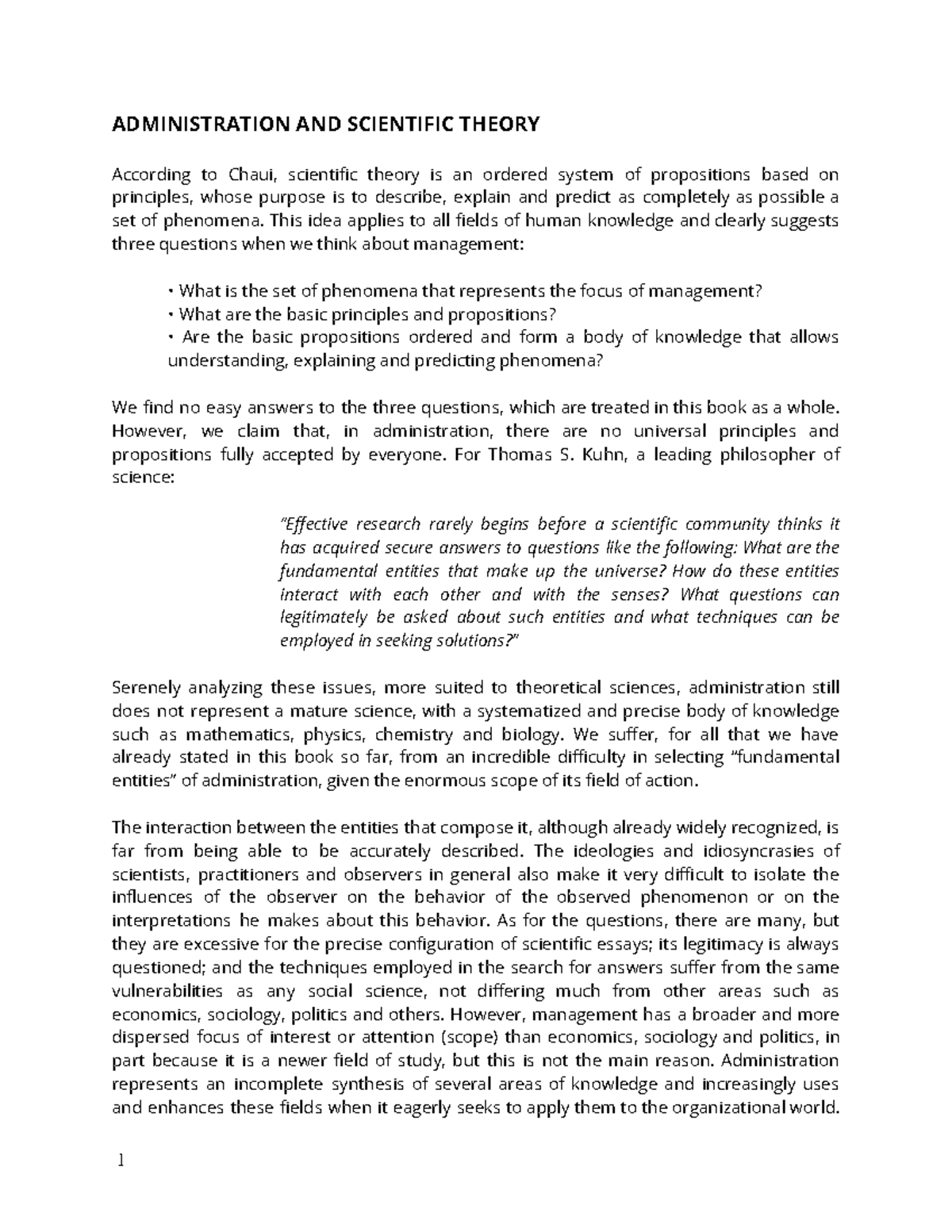 Management and Scientific Theory: An Analysis of Complex Phenomena ...