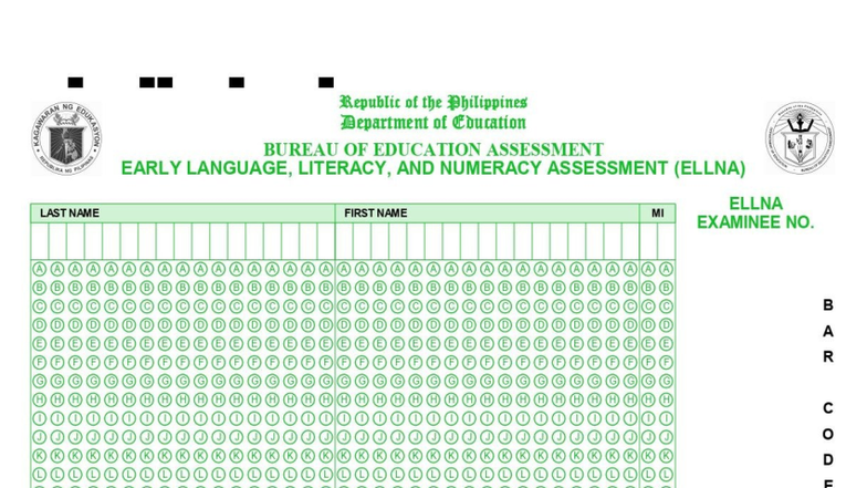 ELLNA Answer Sheet 2025 - Early Language, Literacy, and Numeracy - Studocu
