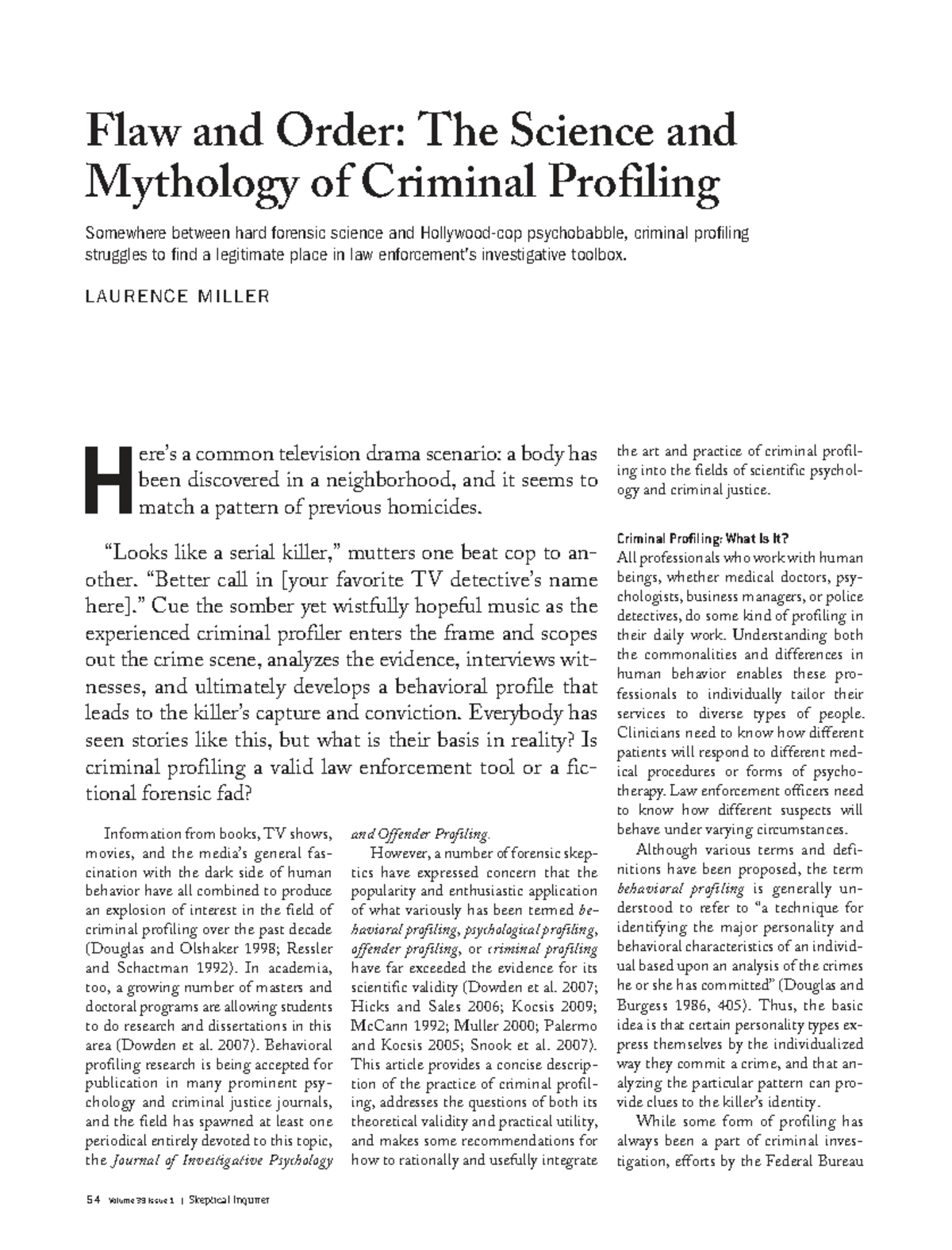 Criminal Profiling: Science vs. Myth in Forensic Psychology (PSY 101 ...