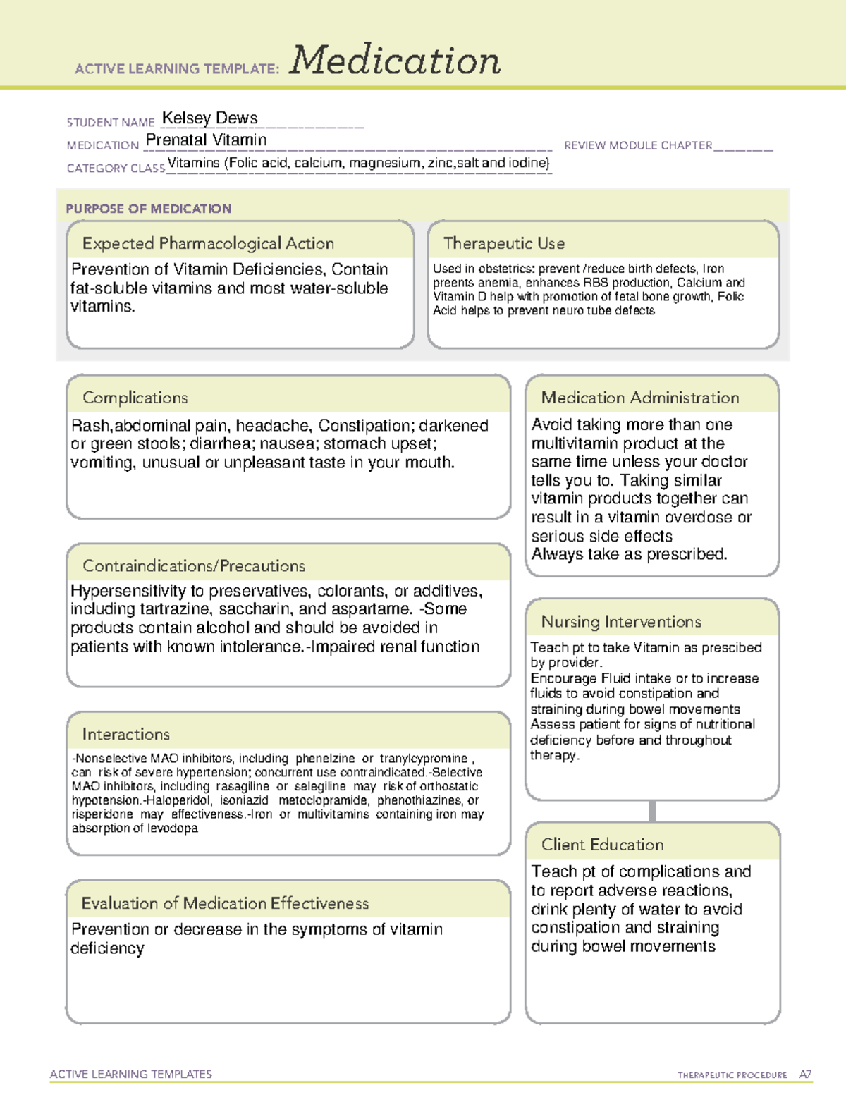 Active Learning Template medication - ACTIVE LEARNING TEMPLATES ...