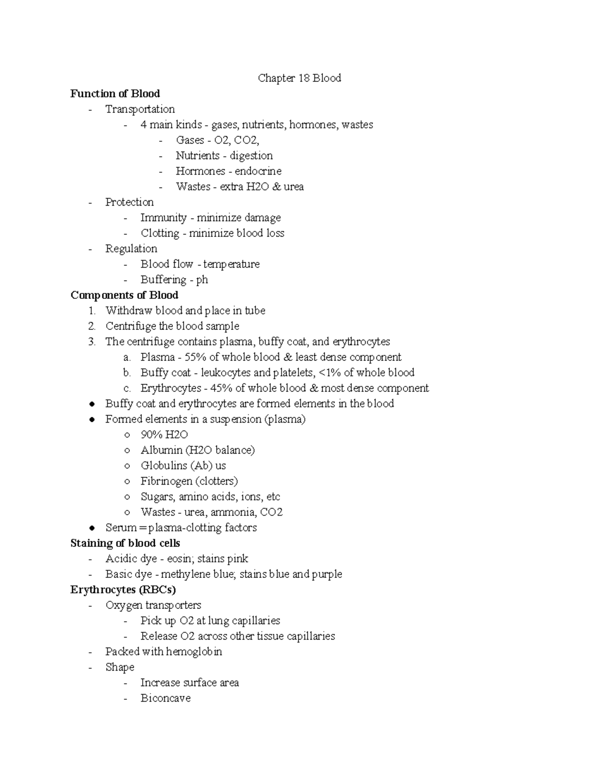 Chapter 20: Blood Vessels and Their Functions in Circulation - Chapter 18 Blood Function of ...