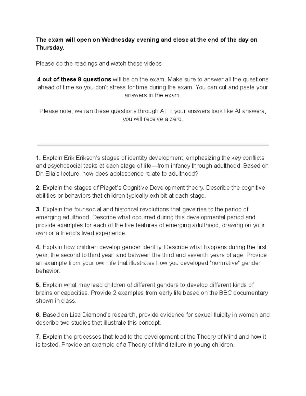 Developmental Psychology Study Guide: Key Theories & Concepts (PSY 101 ...