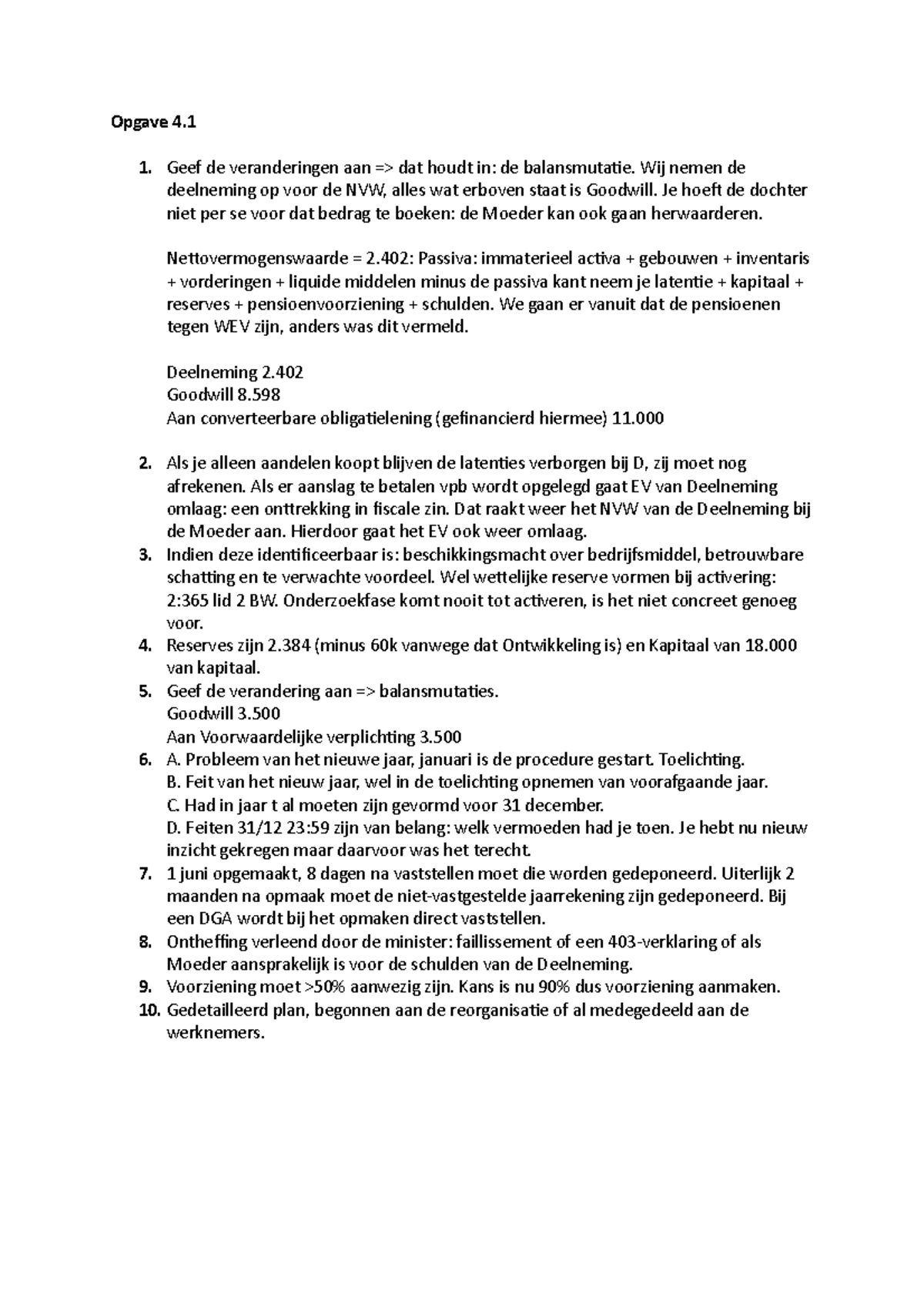 Opgave Week 4: Balansmutaties en Financiële Analyse - Studeersnel