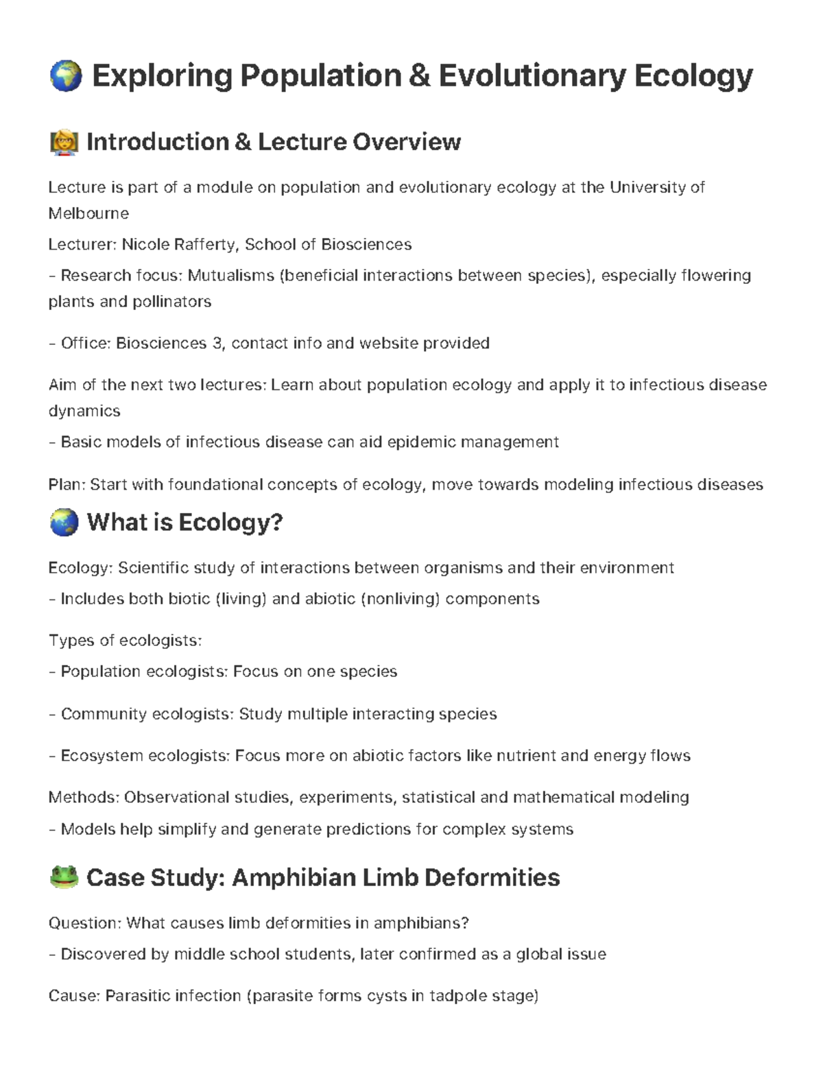 Exploring Population & Evolutionary Ecology: Lecture Overview ...