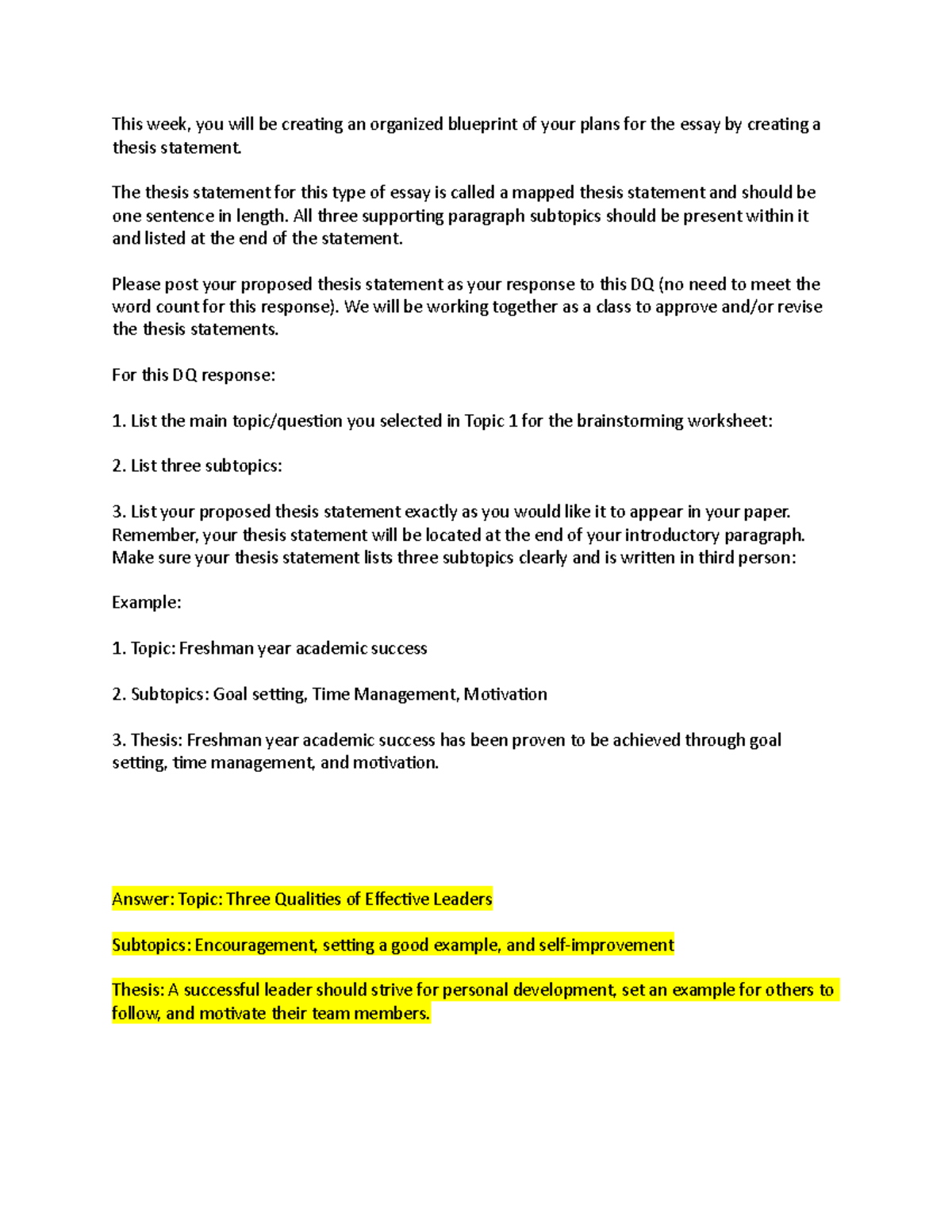 UNV-104-Topic 3- DQ 1 - This week, you will be creating an organized ...