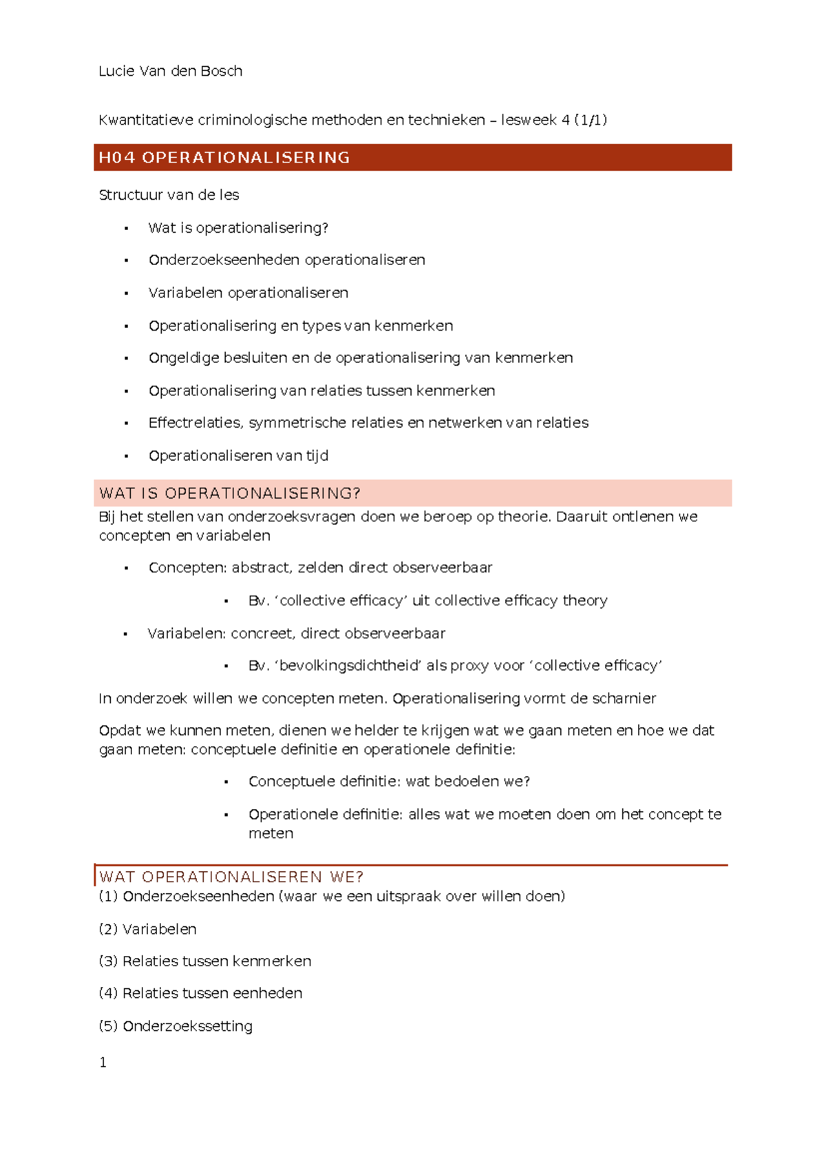 Kwantitatieve Criminologische Methoden en Technieken - Lesweek 4 - Studocu