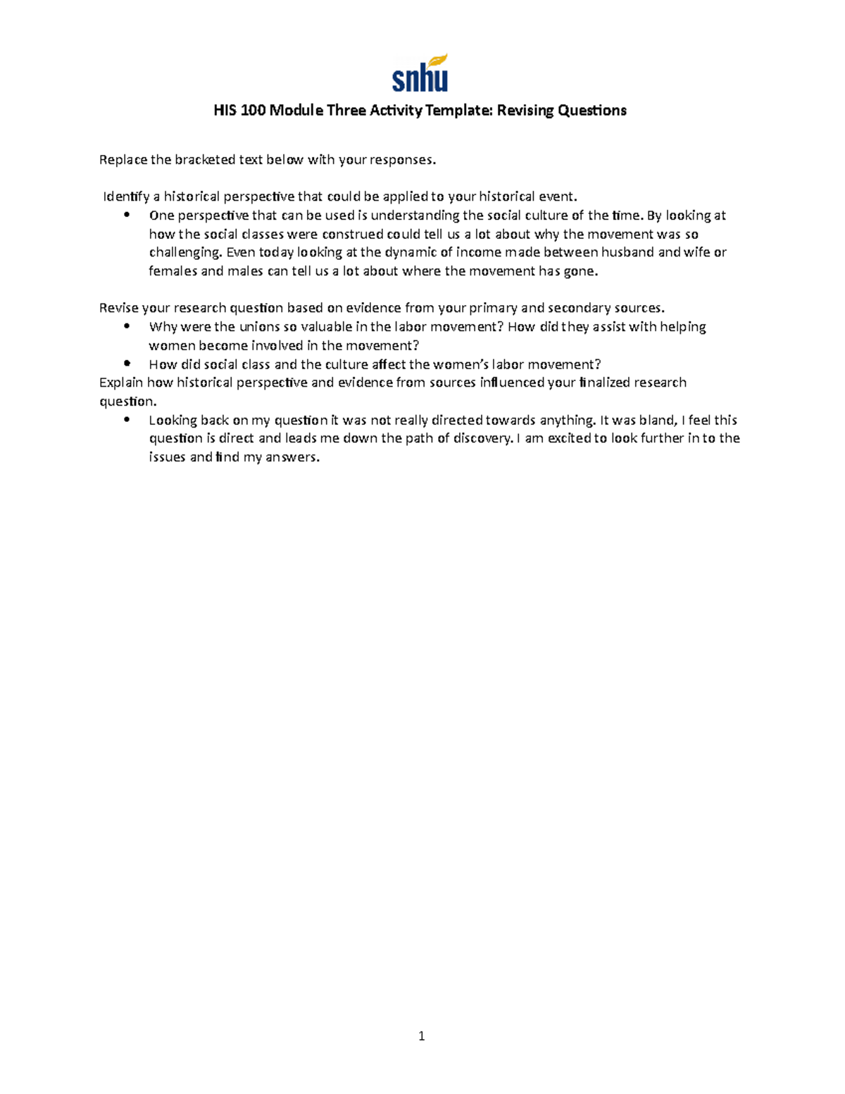 HIS 100 Module Three Activity Revising Questions - HIS 100 Module Three ...
