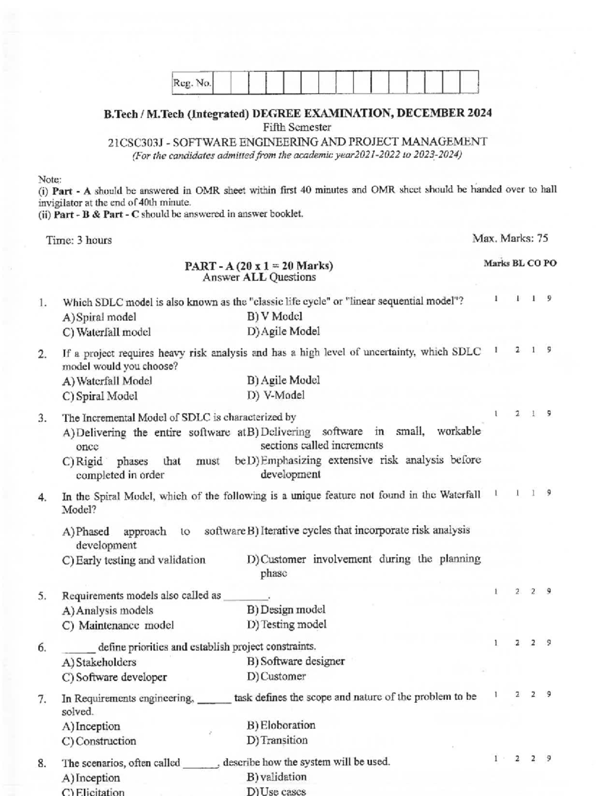 B.Tech M. Tech (Integrated) 21CSC3037J Software Engineering Exam Notes ...