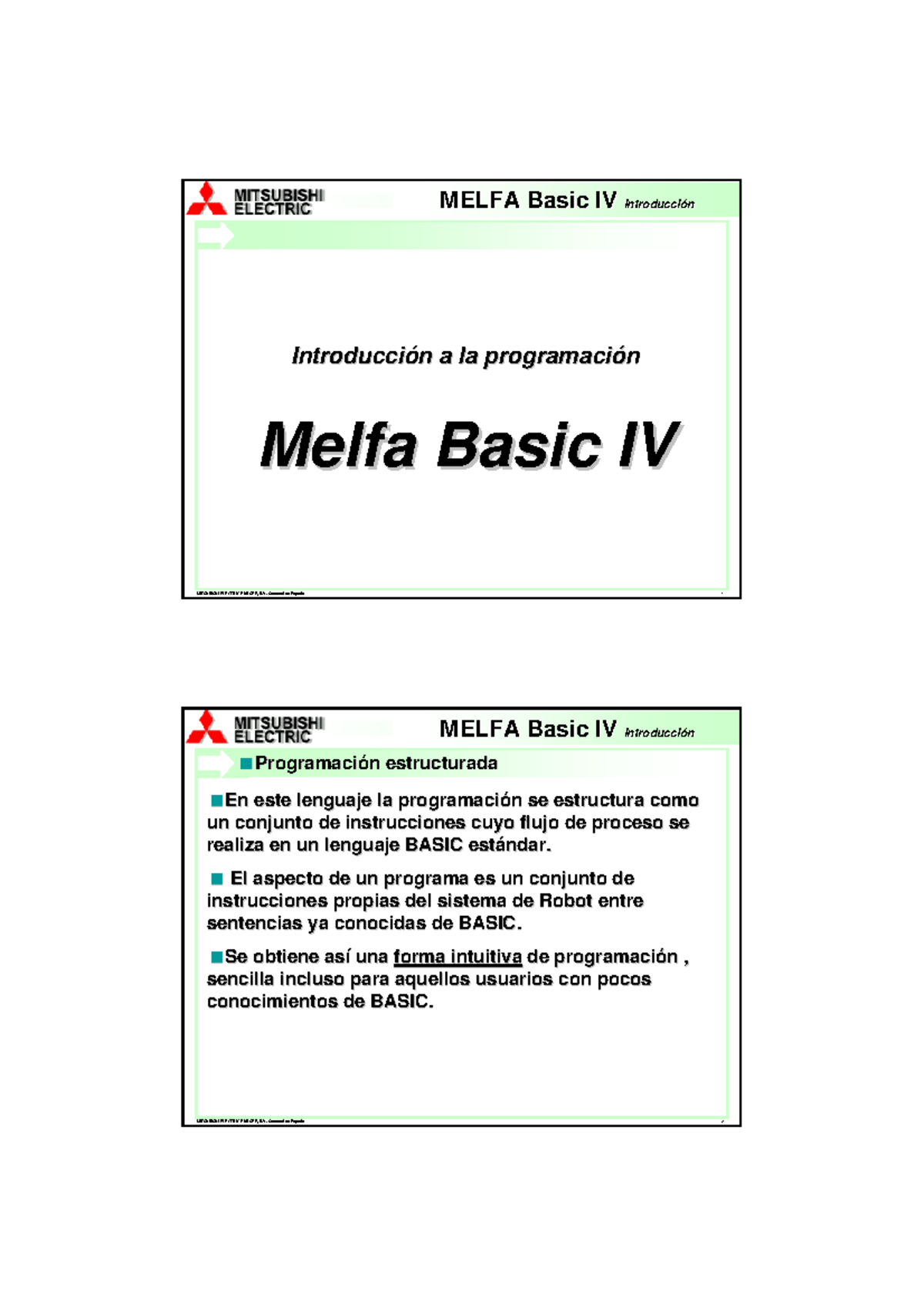 Melfa Basic IV introducción. Introducción a la programación - MELFA Basic IV MELFA Robots - Studocu