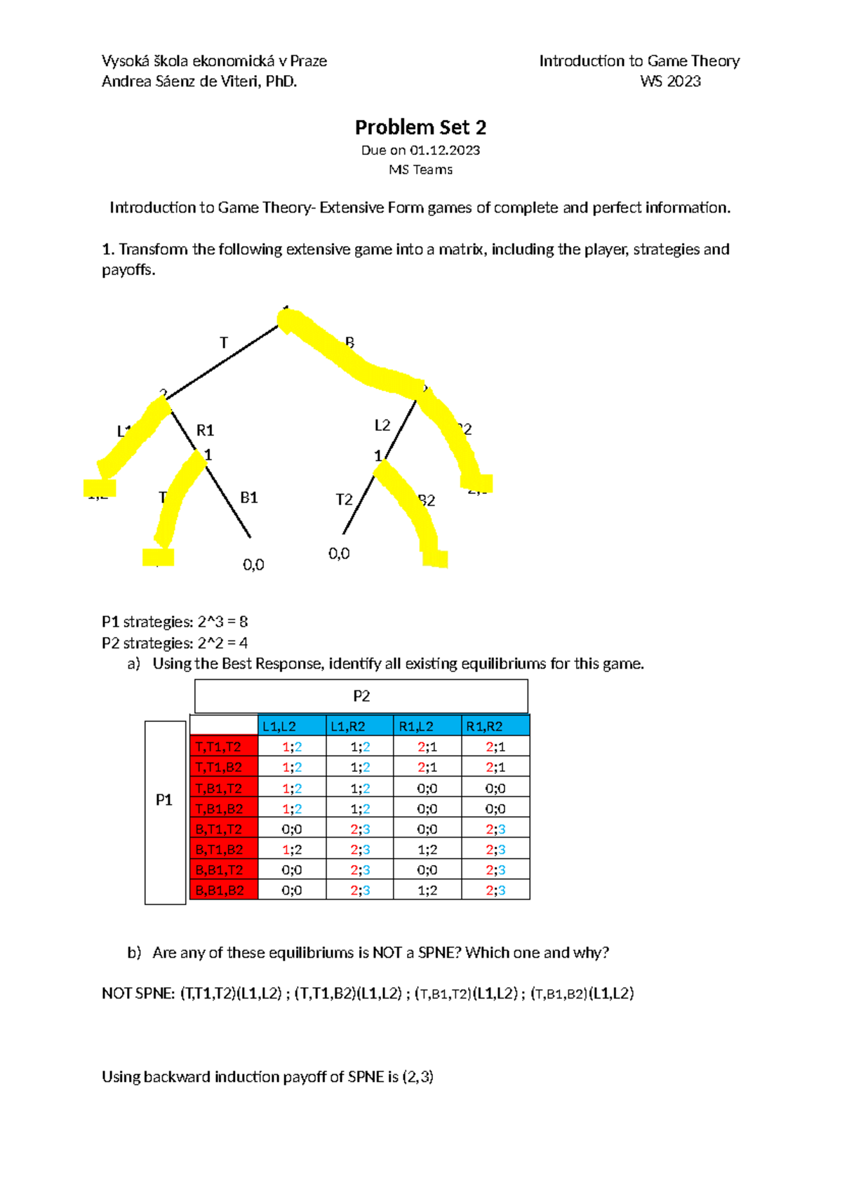 Problem Set 2 - game theory - Vysoká škola ekonomická v Praze ...