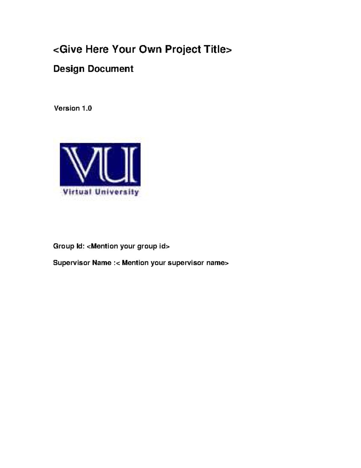 Design Document for CS609: Software Project Version 1.0 - Studocu