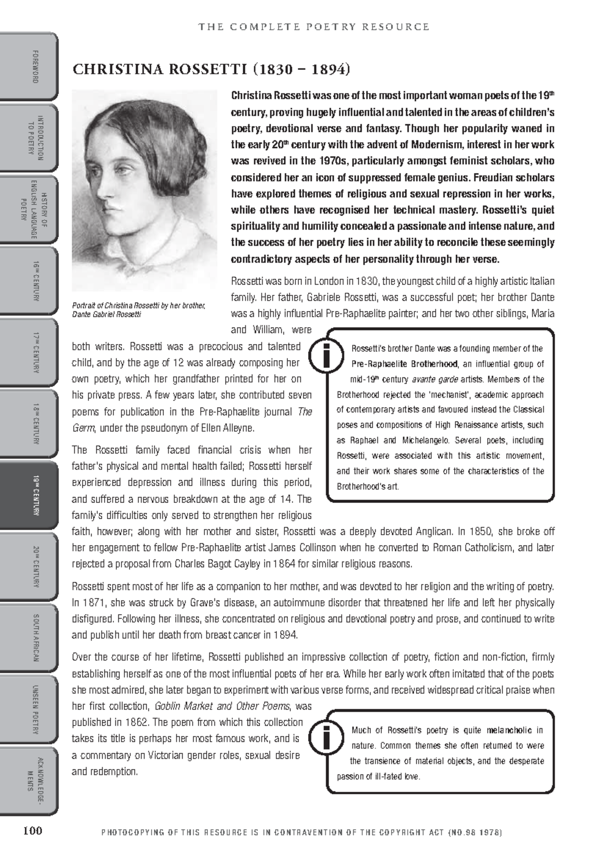 EE Poetry 10: Christina Rossetti's Influence and Unseen Works - Studocu