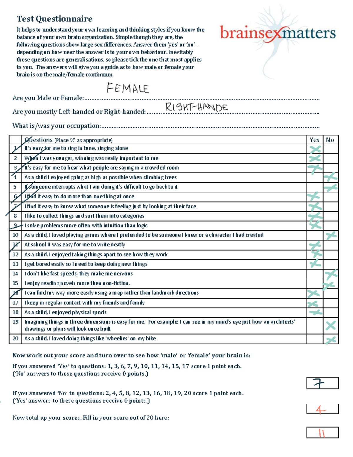 Brain Organization Questionnaire: Understanding Your Learning Style ...