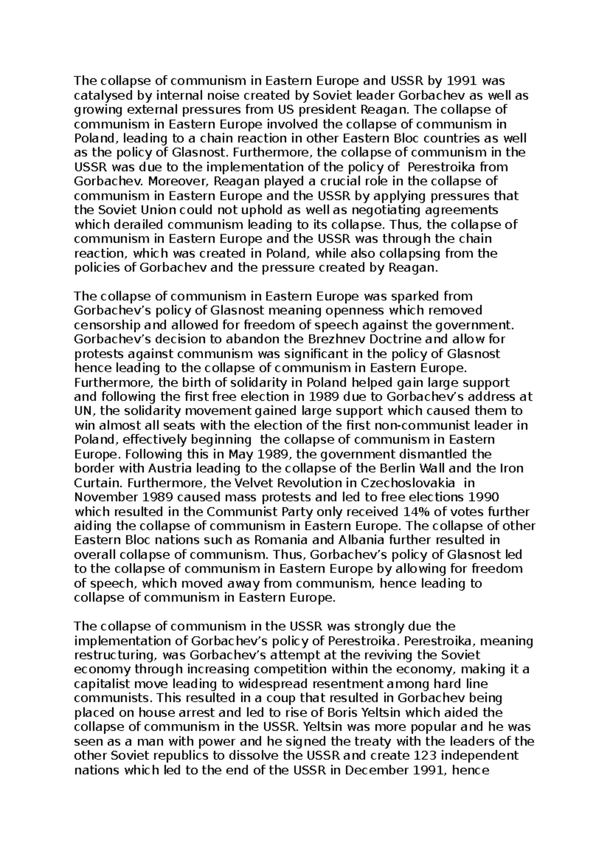 The Collapse of Communism in Eastern Europe and the USSR: Key Factors ...