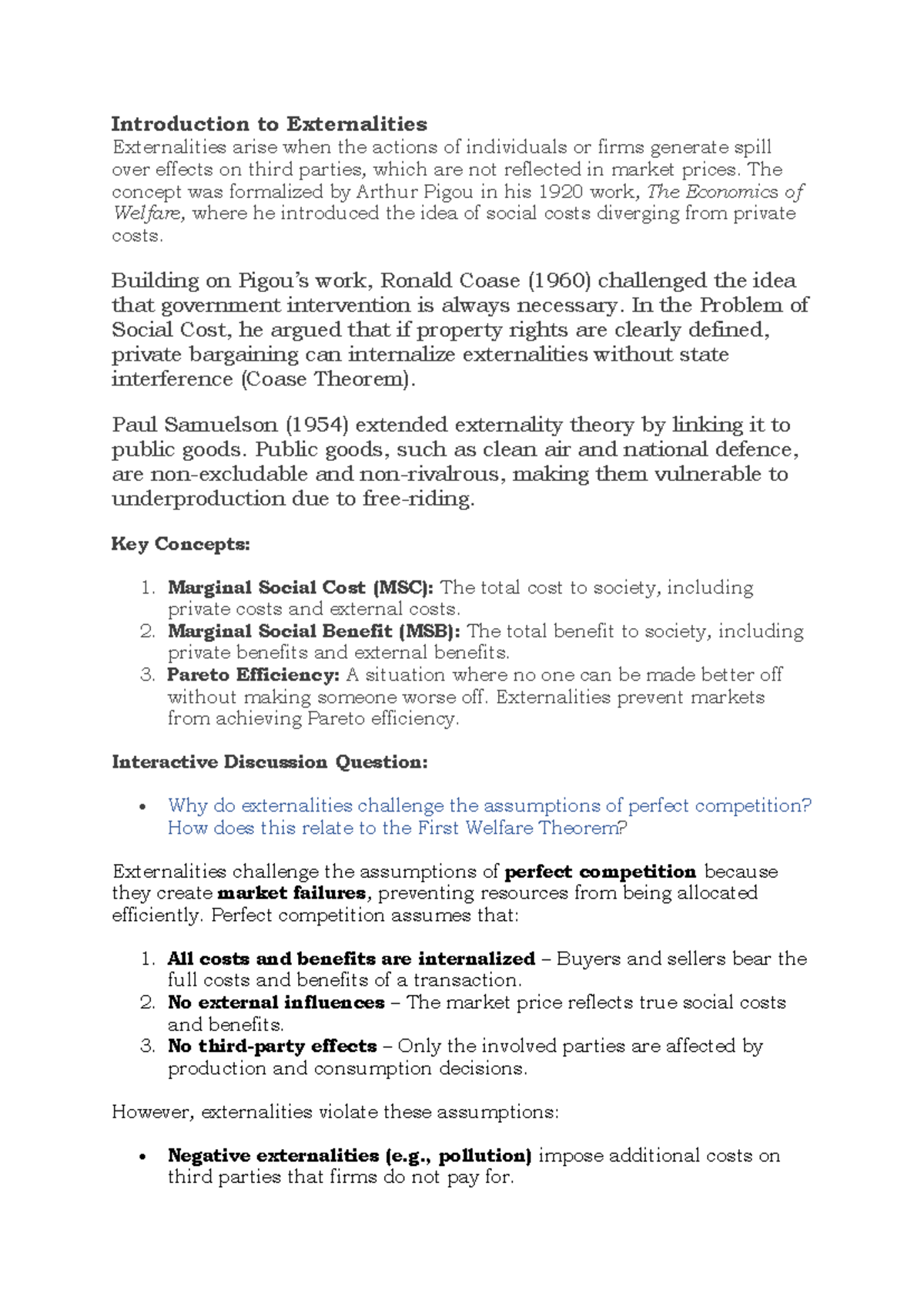 Welfare Economics - Lesson 5: Understanding Externalities and Their ...