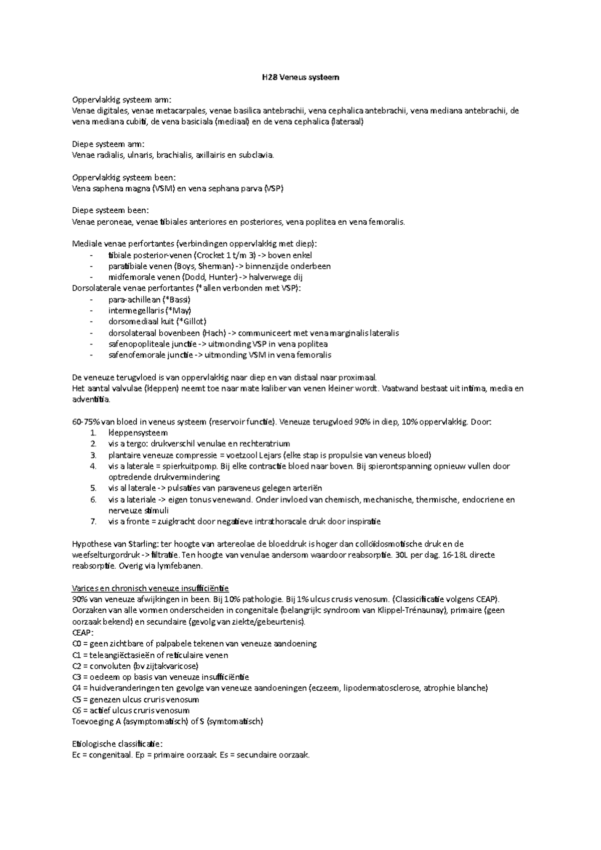 H28 Chirurgie: Inzicht in het Veneuze Systeem en Behandelingen ...