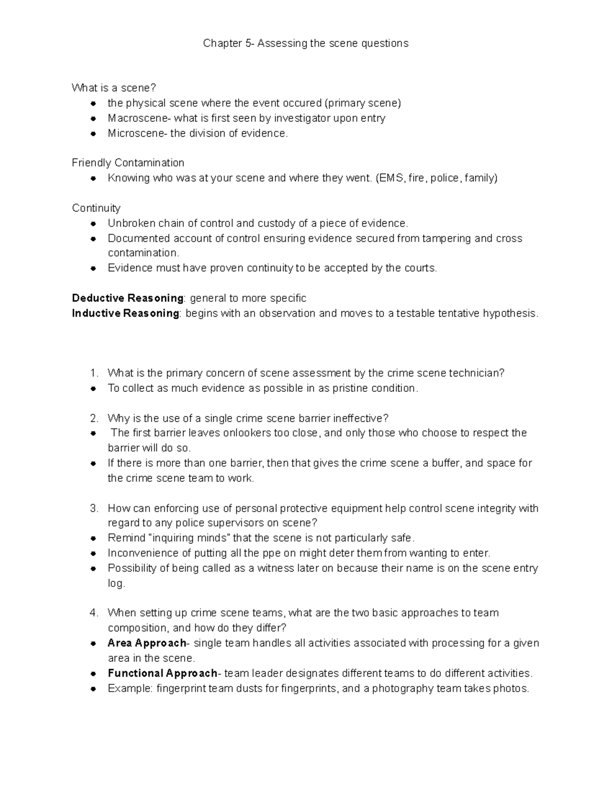 FOID 1006- Chapter 5 Questions - Chapter 5- Assessing the scene ...