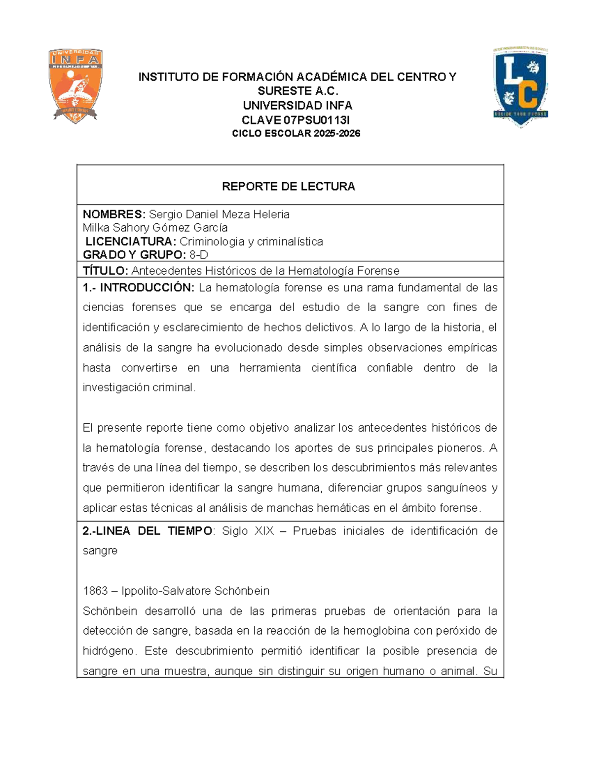 Reporte de Lectura III: Antecedentes Históricos de la Hematología ...