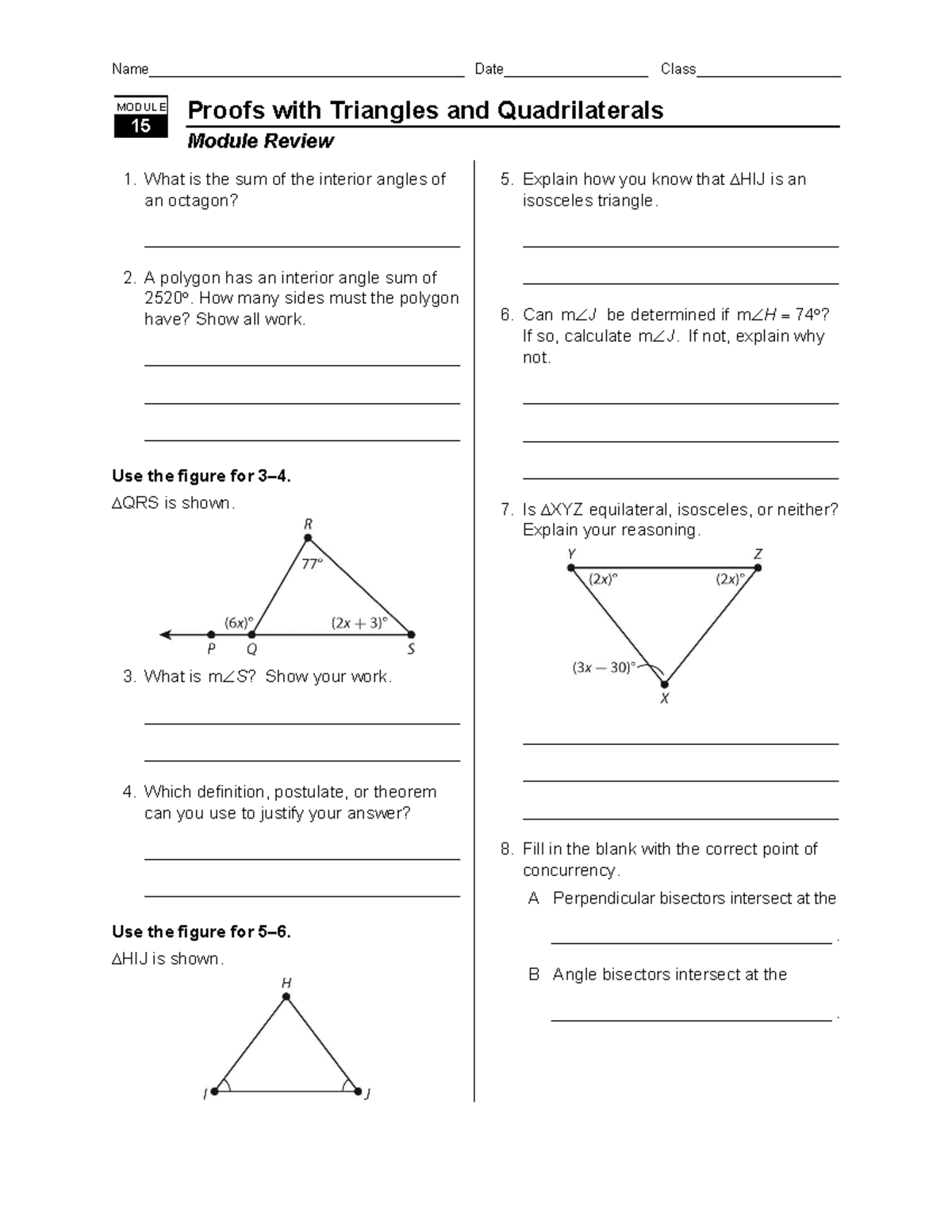 NA Quiz B U6M15 - Proofs with Triangles and Quadrilaterals Review - Studocu
