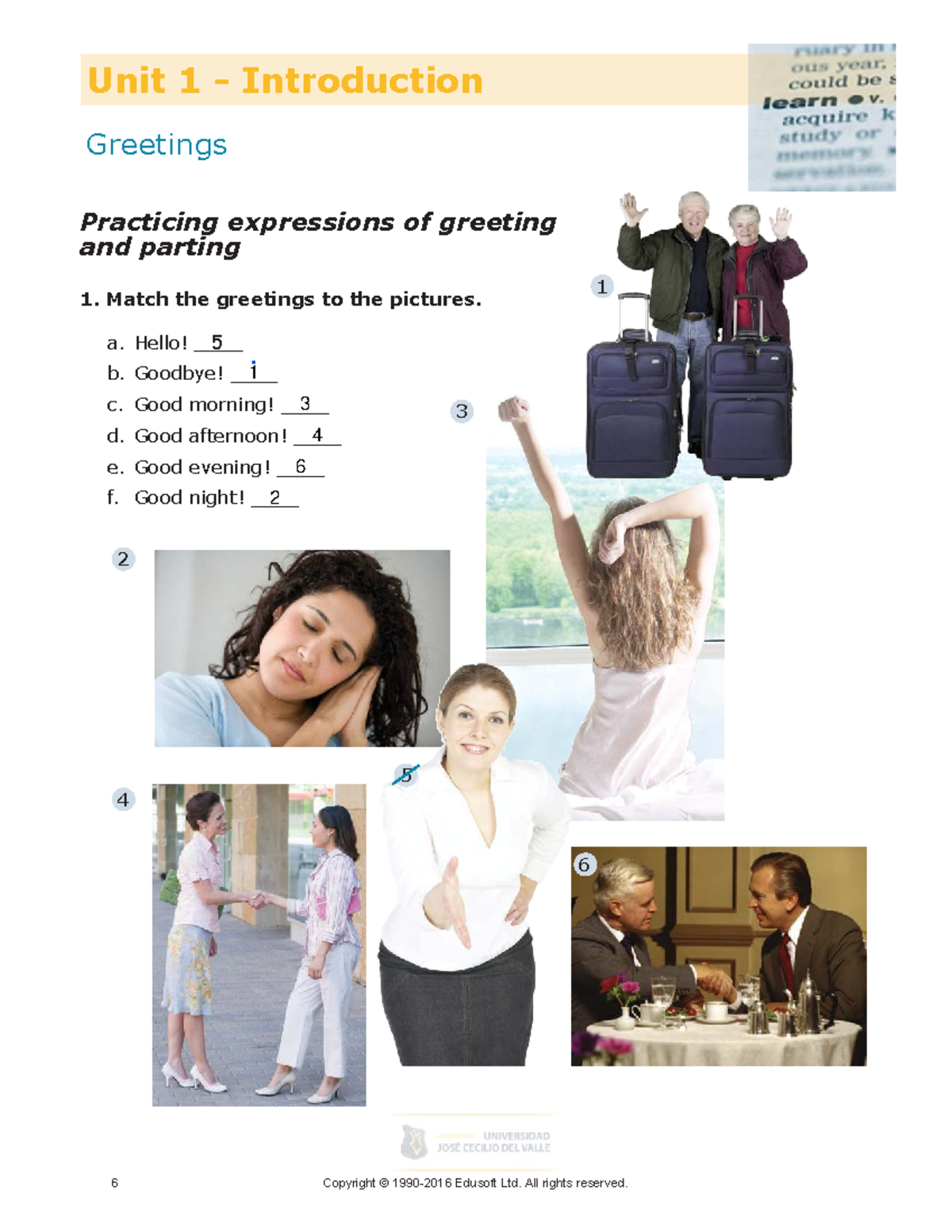 First Discoveries Workbook Unit 1: Greetings & Expressions - Studocu
