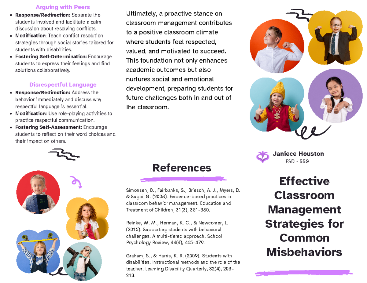 Effective Classroom Management Strategies for ESD - 550 Misbehaviors ...