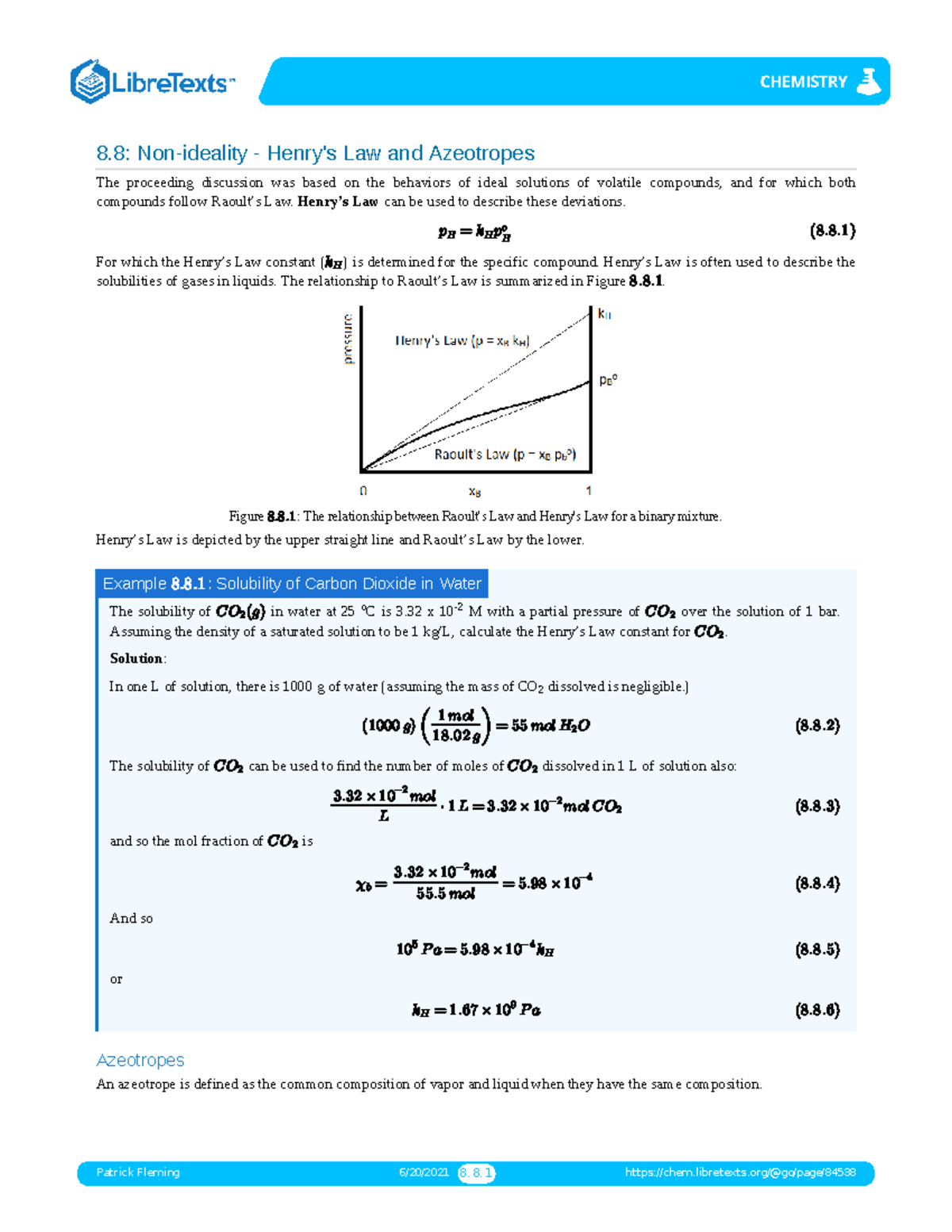 8.8: Law and Azeotropes in Volatile Solutions - Studocu