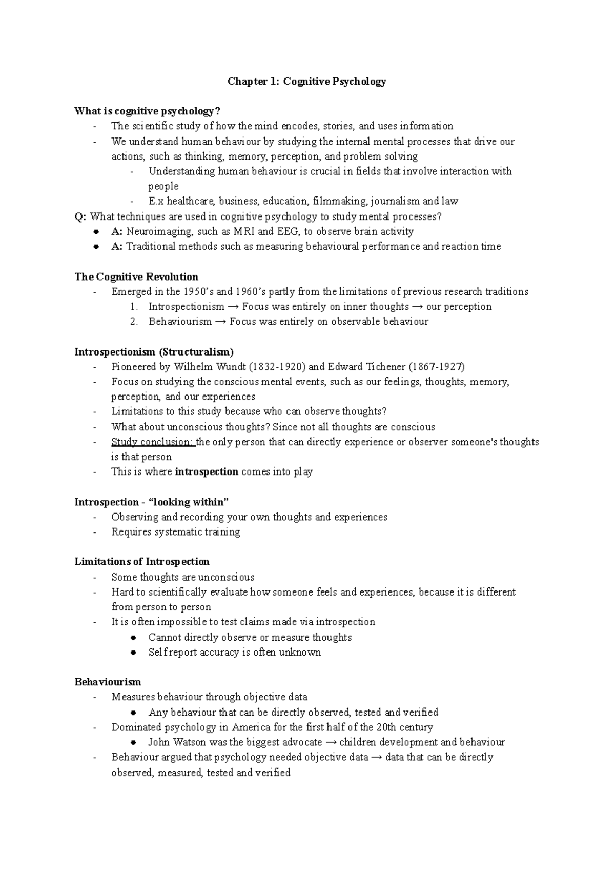 Psych 2h03 Human Learning And Cognition Chapter 1 Cognitive Psychology What Is Cognitive
