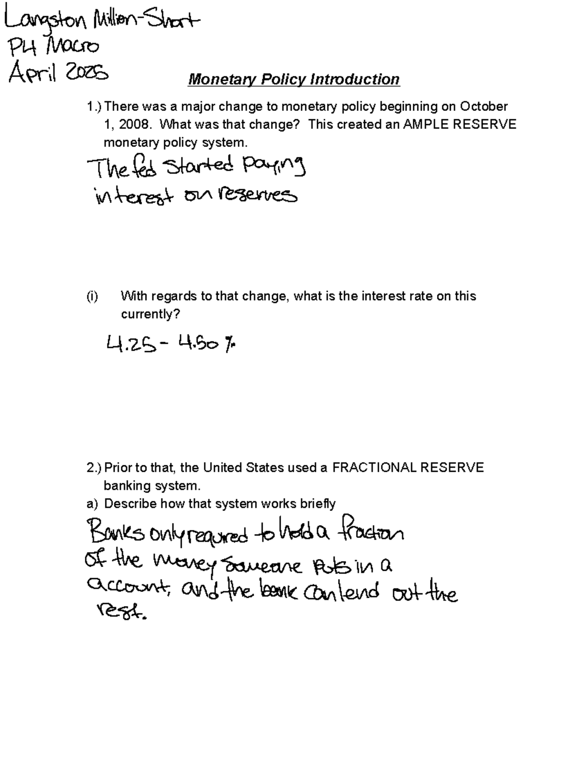 Monetary Policy Overview - Macro 24 Final Exam Notes - Monetary Policy ...