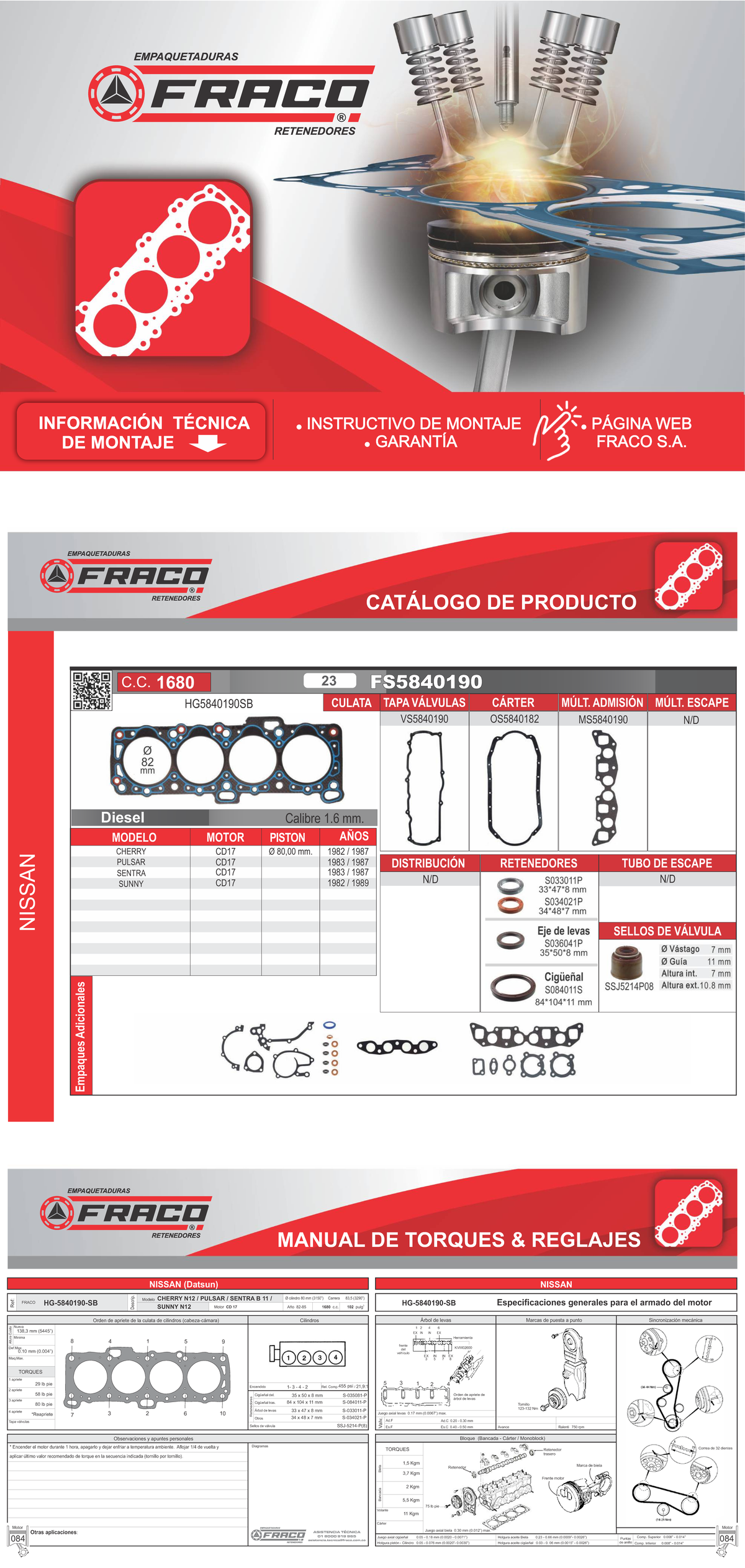 Cd17 manual - MANUAL DE TORQUES & REGLAJES CATÁLOGO DE PRODUCTO Ref: FRACO Modelo Motor CD 17 ...