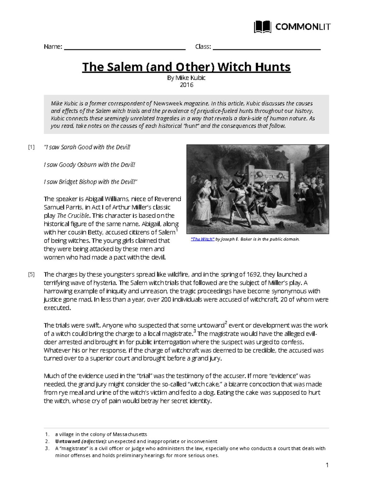Witch Hunts and The Crucible: Analyzing Historical Parallels - Studocu