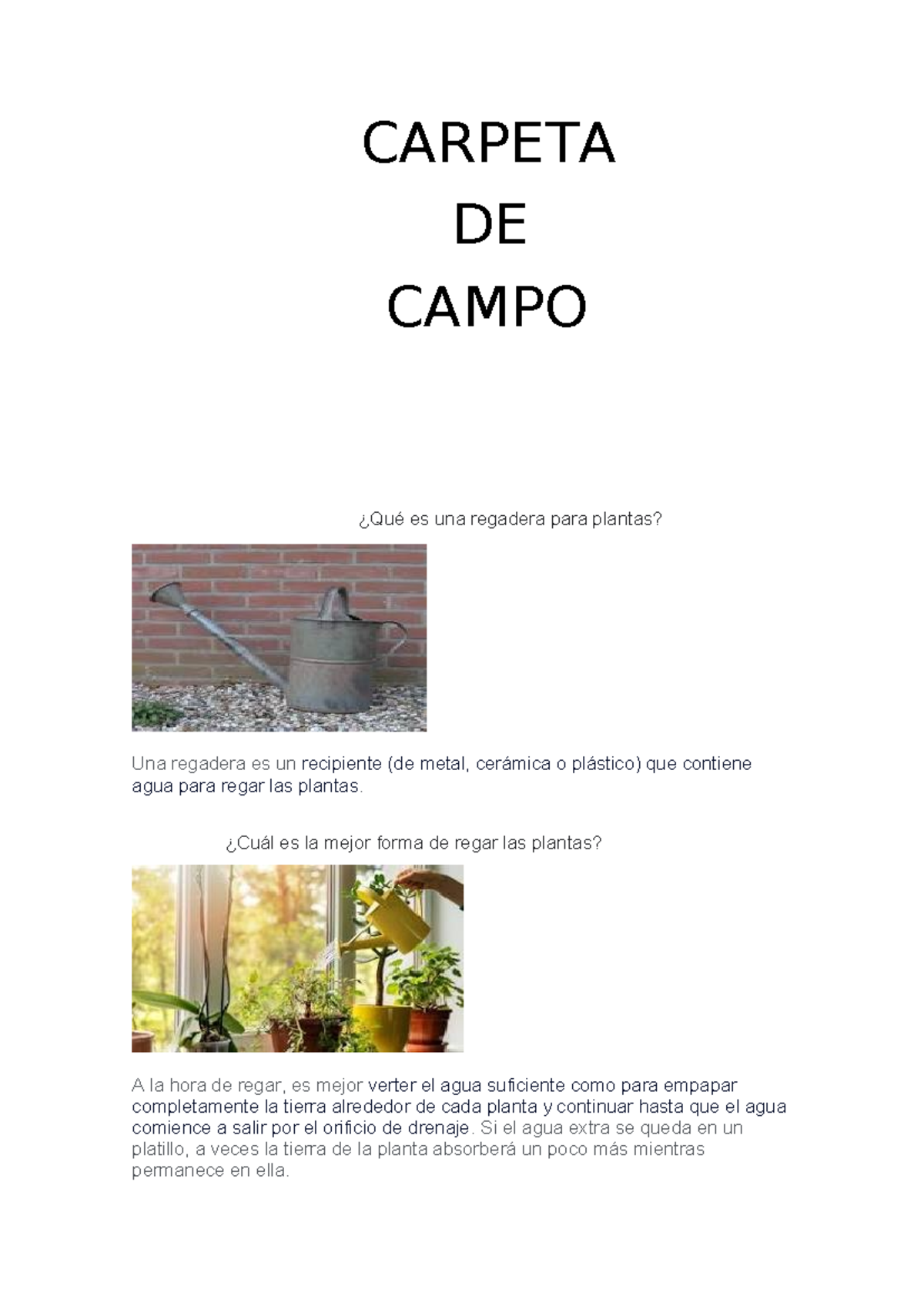 Tecnología de Riego: Tipos y Uso de Regaderas en Jardinería - Studocu