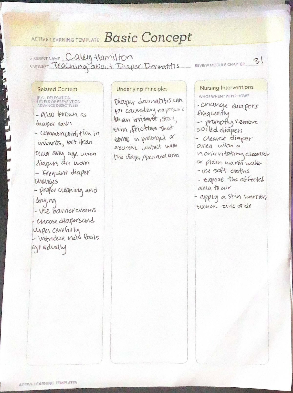 ACTIVE LEARNING TEMPLATE: Pediatric Nursing Concepts - Diaper ...