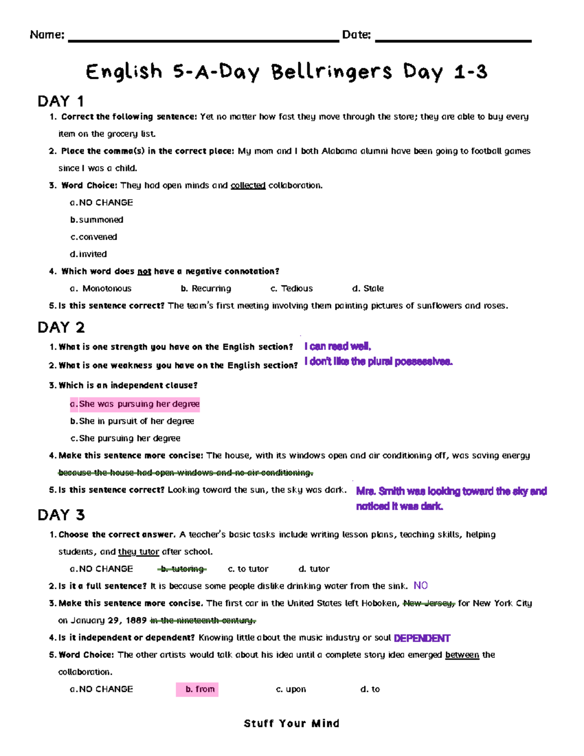 Kami Export - Tilaja Porter - 2 - ACT English 5-A-Days Bell Ringers ...