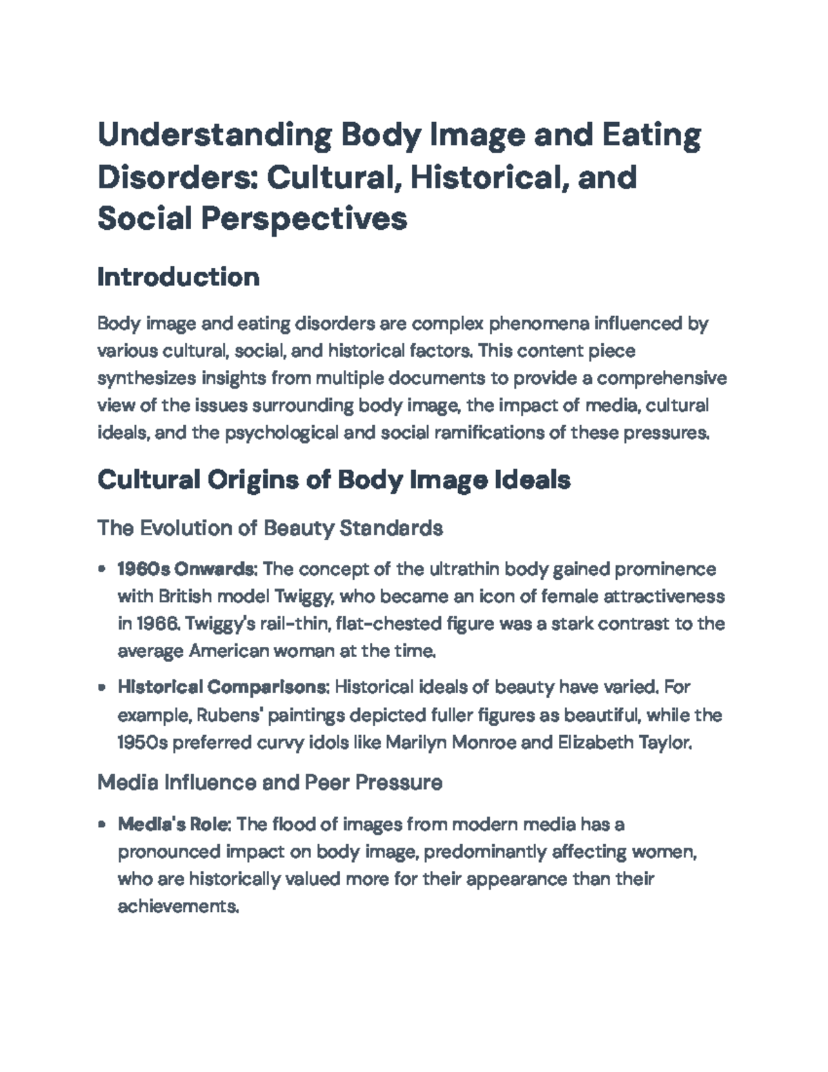 Understanding Body Image & Eating Disorders: Cultural & Social Insights ...