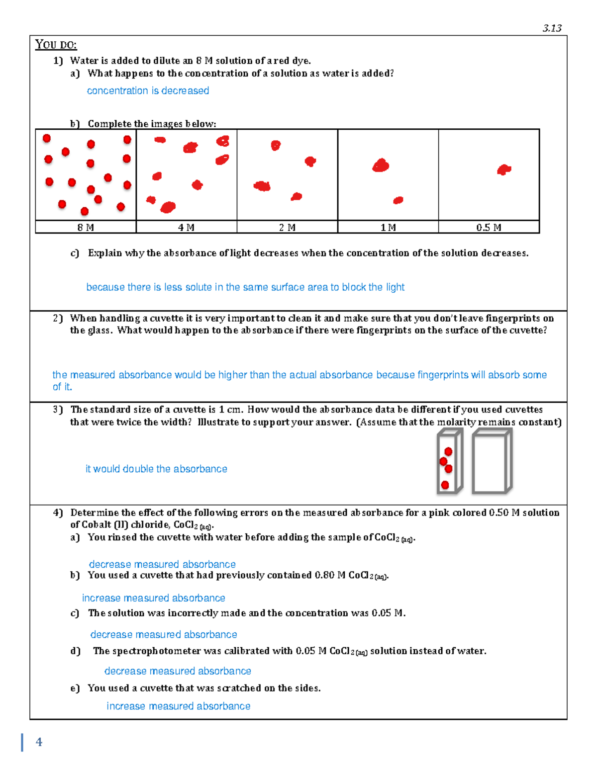AP Chemistry 3.13 in-class worksheet - 3. 4 YOU DO: Water is added to ...