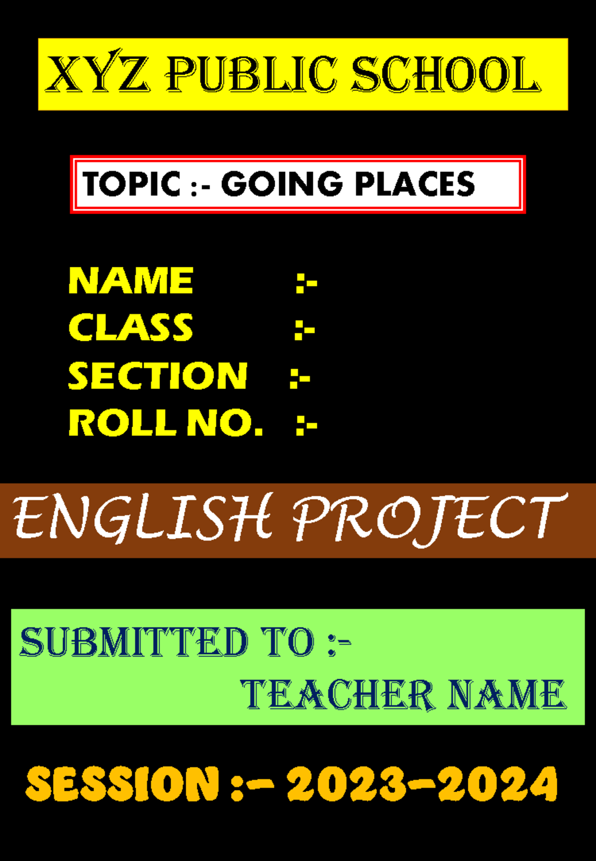 Going Places - Class XII English Project on A.R. Barton - Studocu