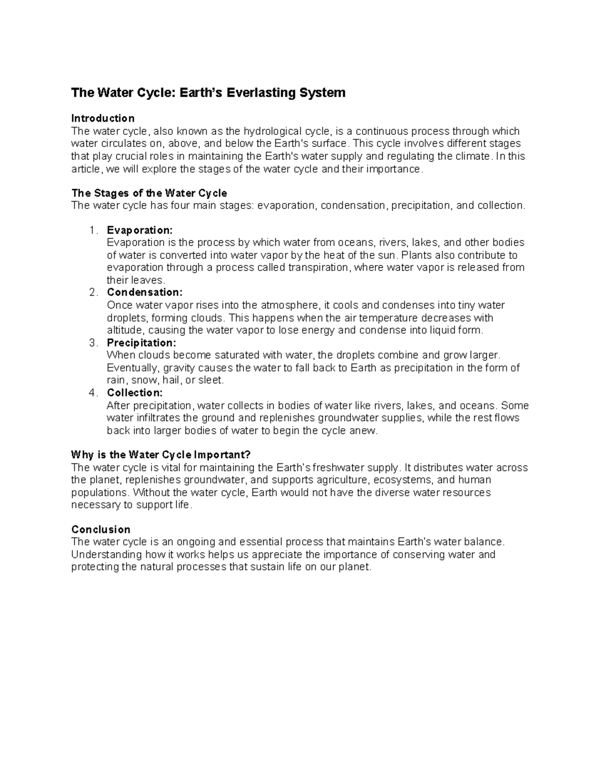 The Water Cycle Earth’s Everlasting System - The Water Cycle: Earth’s ...