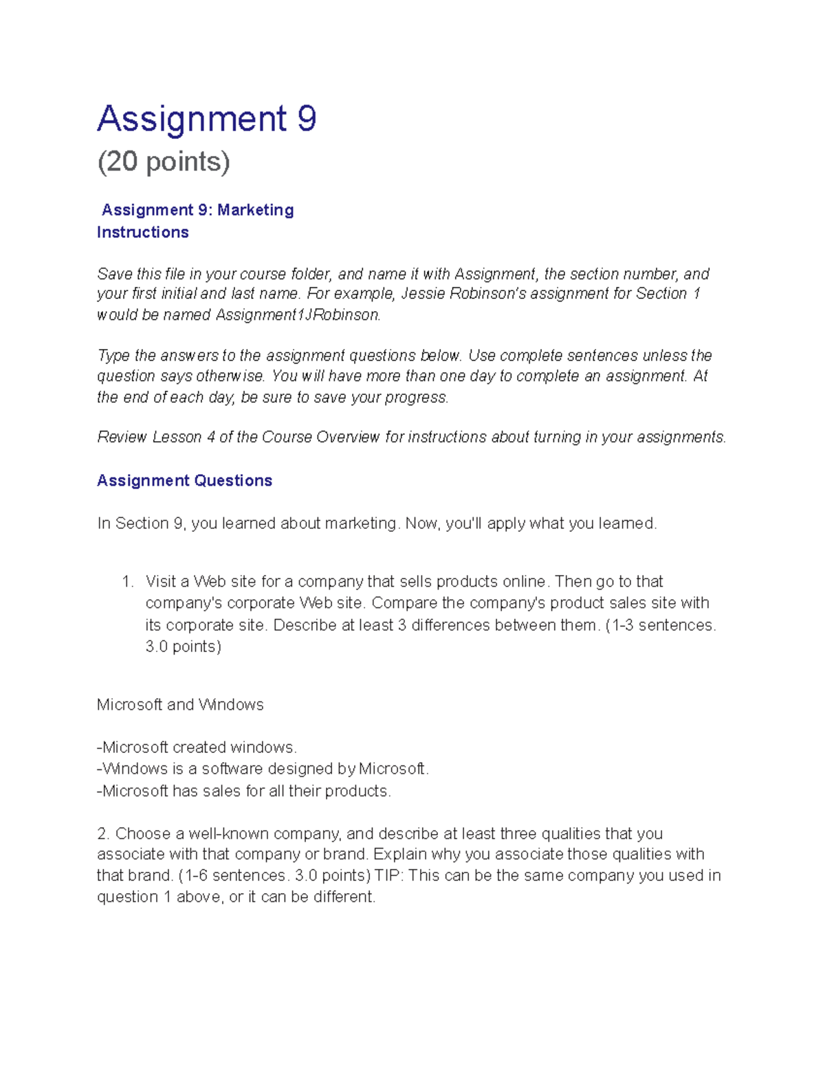 Assignment 9: Marketing Insights for Social Studies (BUS101) - Studocu