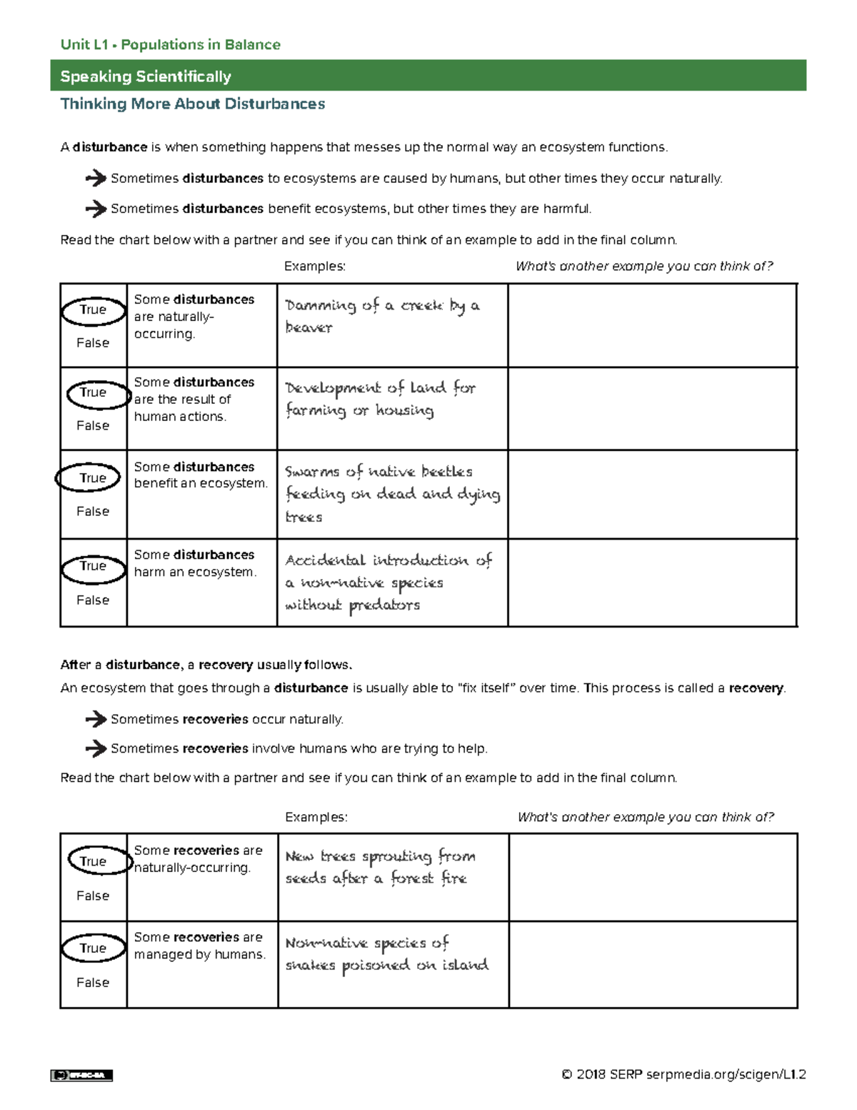 Genetics Worksheet - Understanding Ecosystem Disturbances (Unit L1 ...