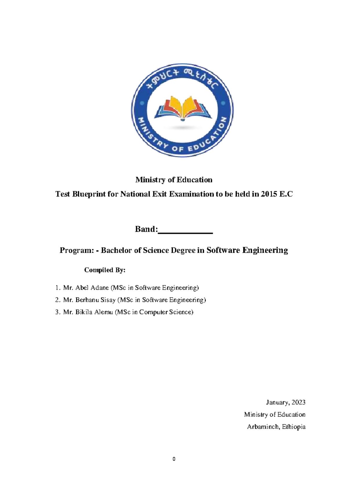 Test Blueprint for National Exit Examination - BSc Software Engineering ...