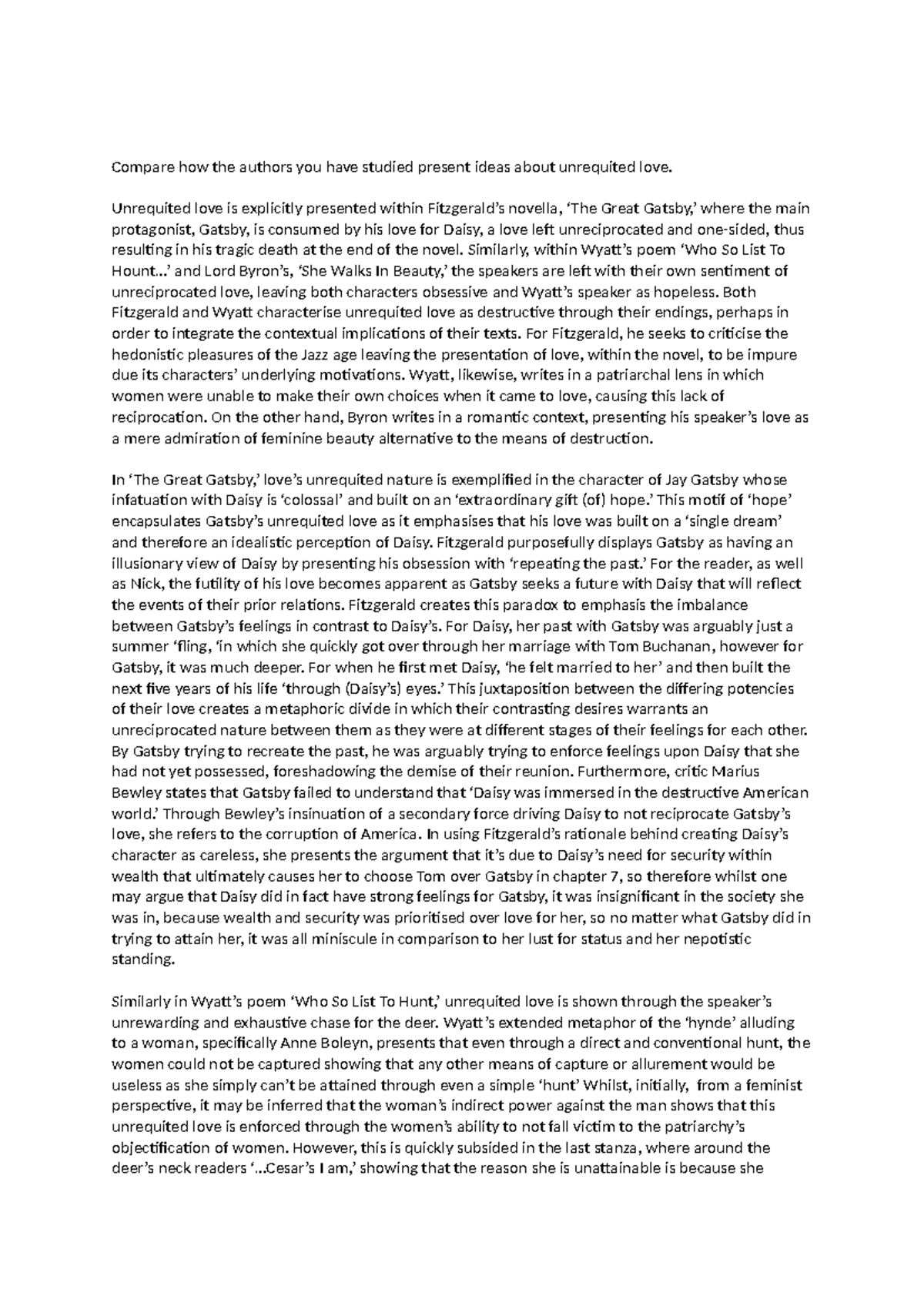 Unrequited Love in Literature: Examining Fitzgerald, Wyatt, & Byron ...