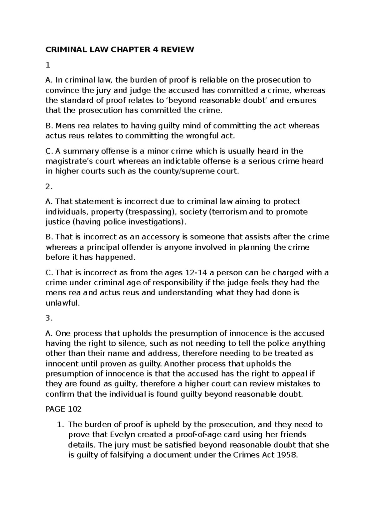 CRIMINAL LAW CHAPTER 4 REVIEW: Key Concepts and Principles - Studocu