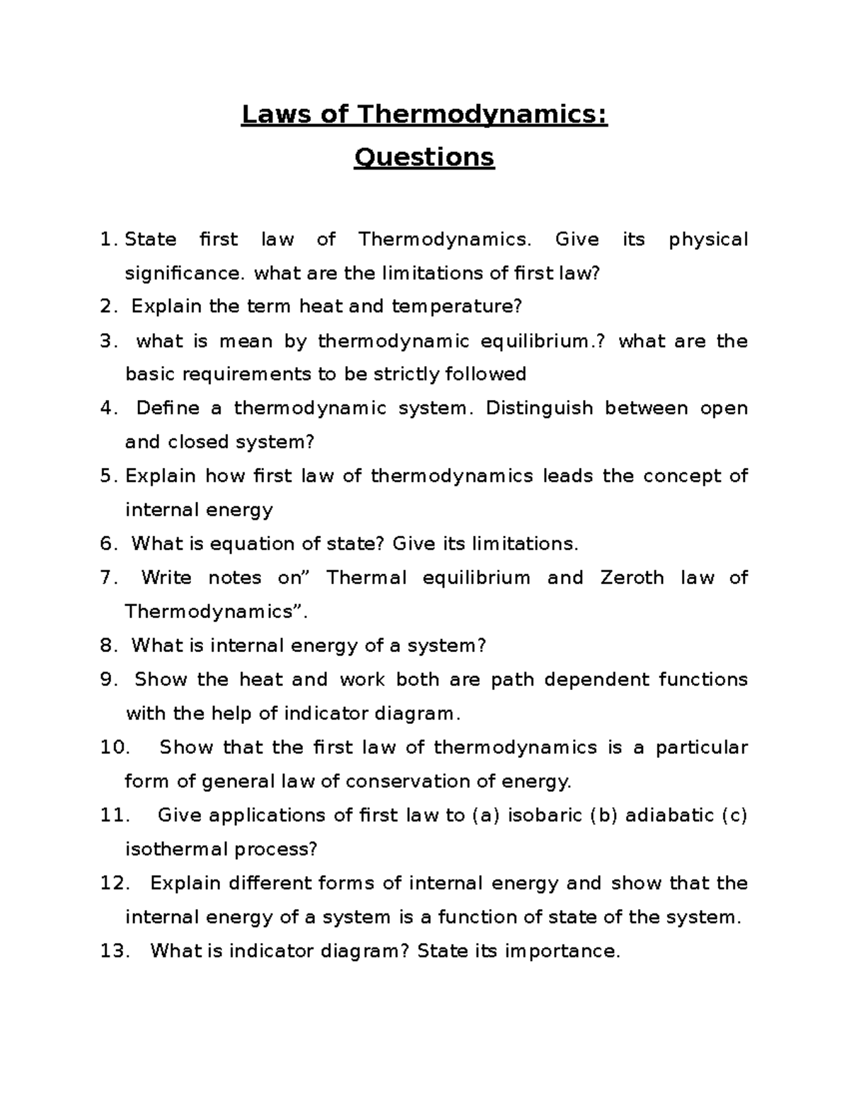 Laws of Thermodynamics - Previous Year Questions and Answers - Studocu