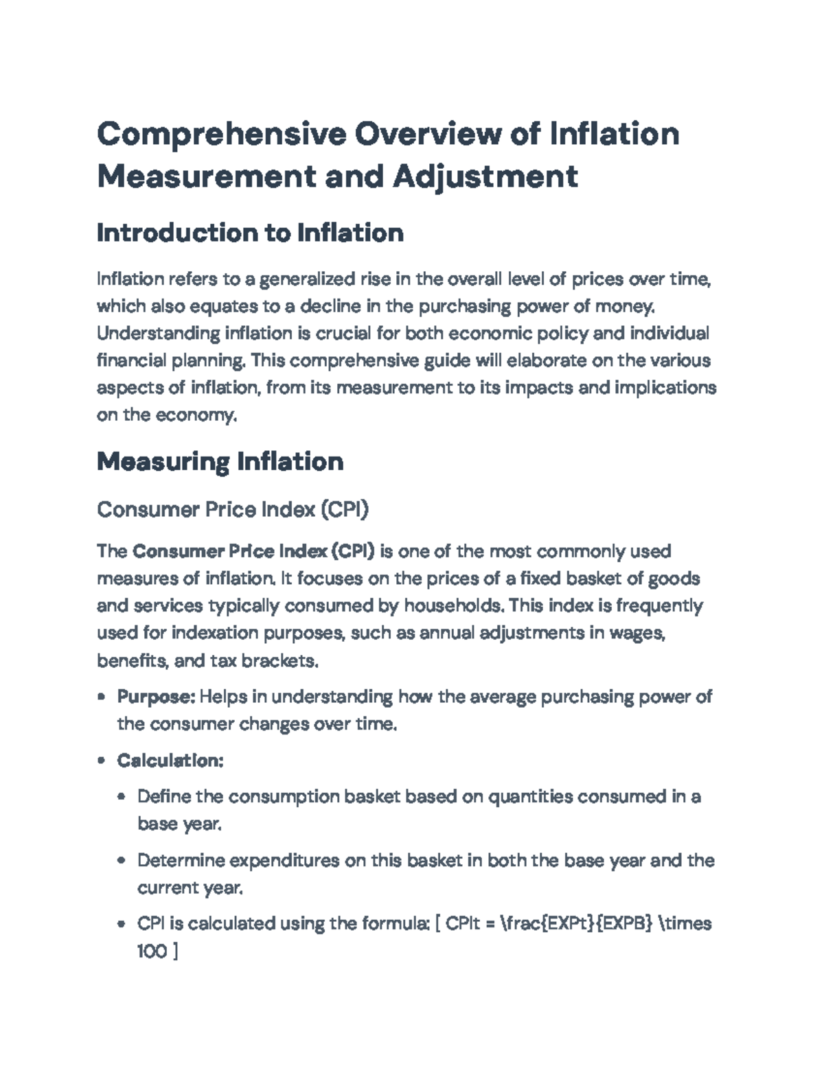 Comprehensive Guide to Inflation Measurement and Adjustment ...