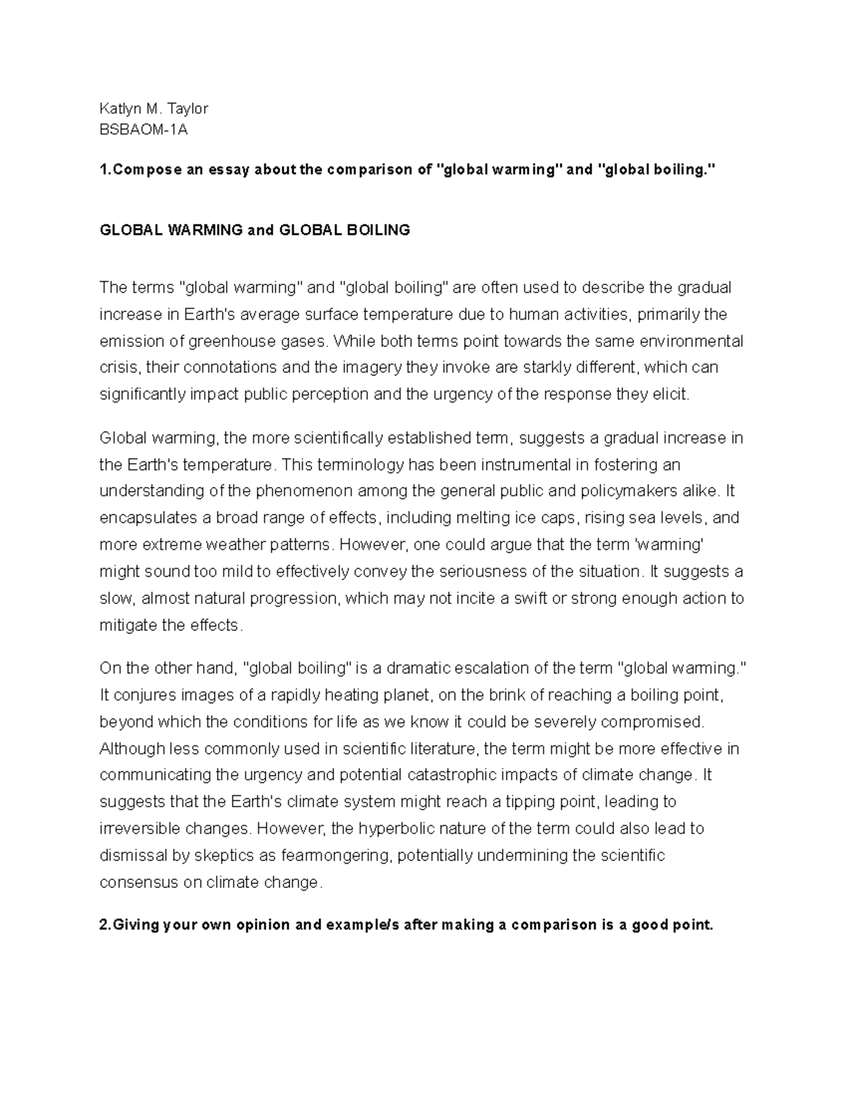 Purcom - nothing - Katlyn M. Taylor BSBAOM-1A 1 an essay about the ...