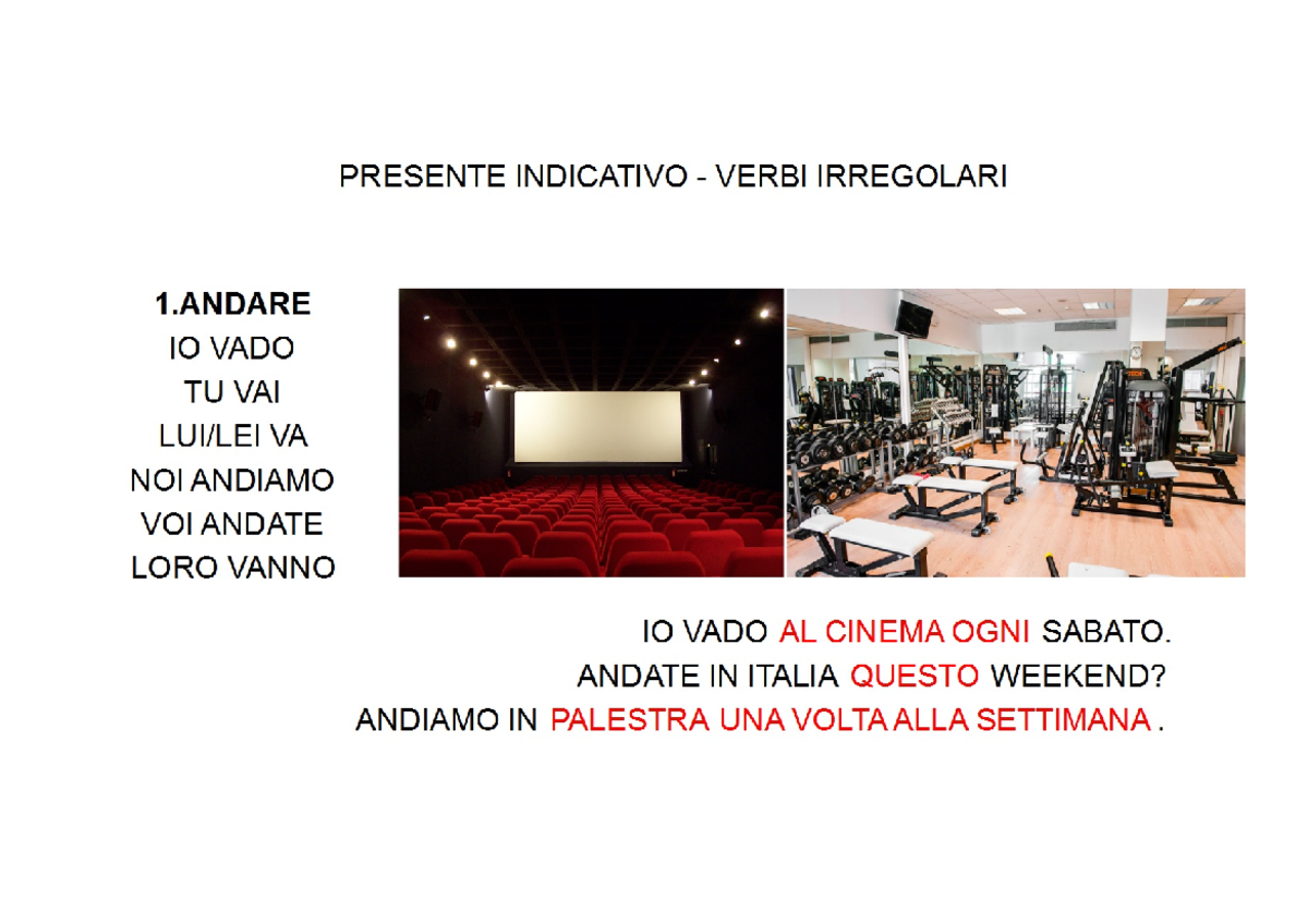 Italian Lesson 4: Presente Indicativo e Verbi Irregolari - Studocu