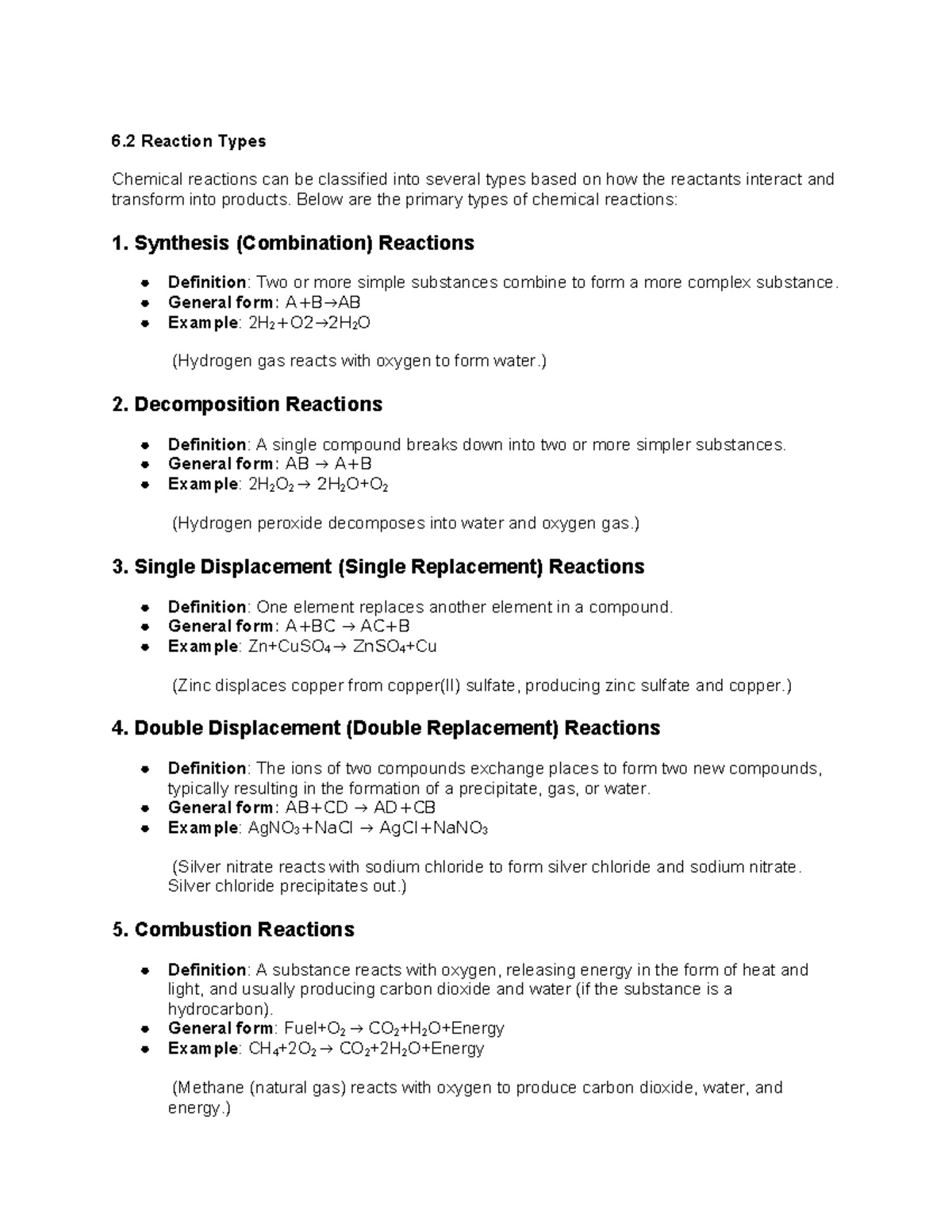 6.2 Reaction Types - Physical Science Integrating Chemistry, Physics ...