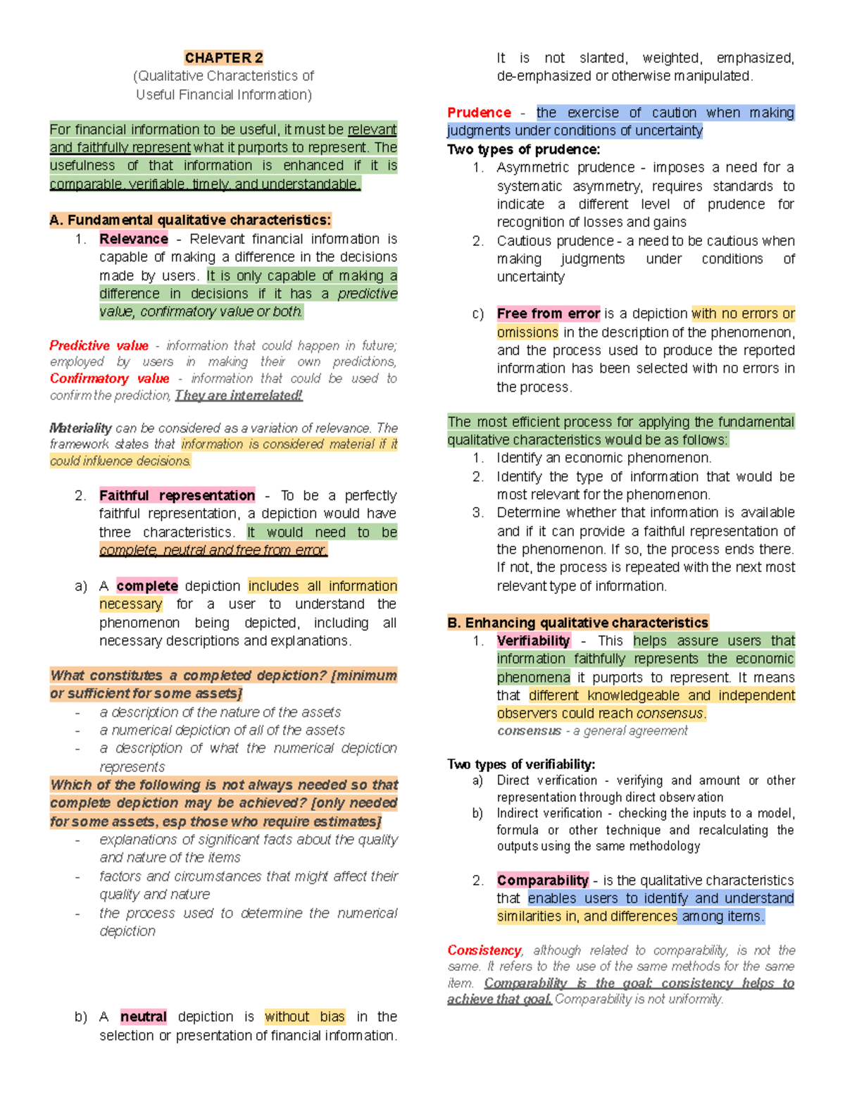CFAS Chapter 2 Notes - CHAPTER 2 (Qualitative Characteristics of Useful ...
